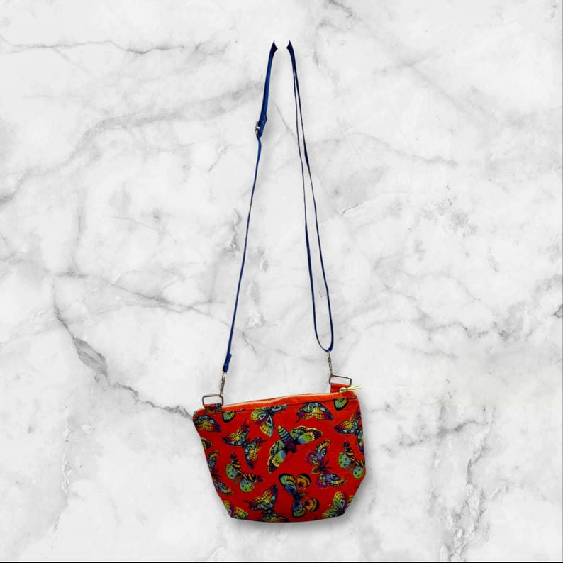 Papaya Butterfly Kisses Crossbody Purse, Tula Pink Round Bottom Bag ...
