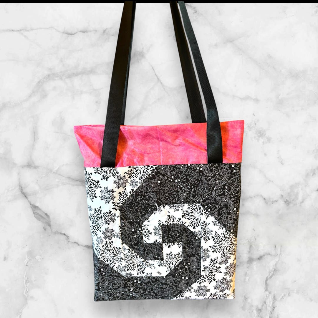 Handmade Quilted Tote Bag: Spiral Patchwork Cotton Design - Etsy
