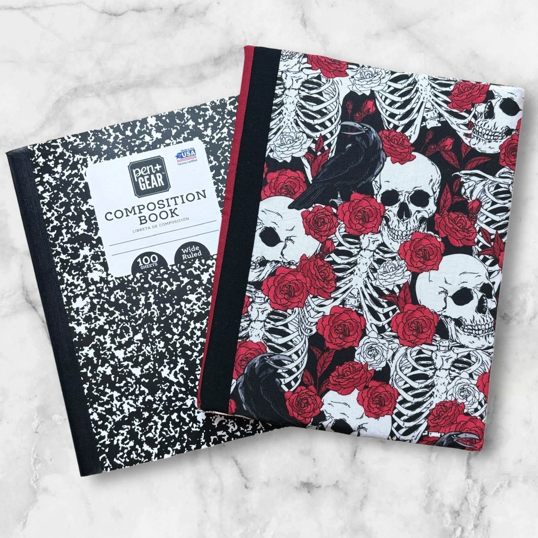 Gothic Skulls and Roses Notebook Cover, Padded Protective Cover With ...