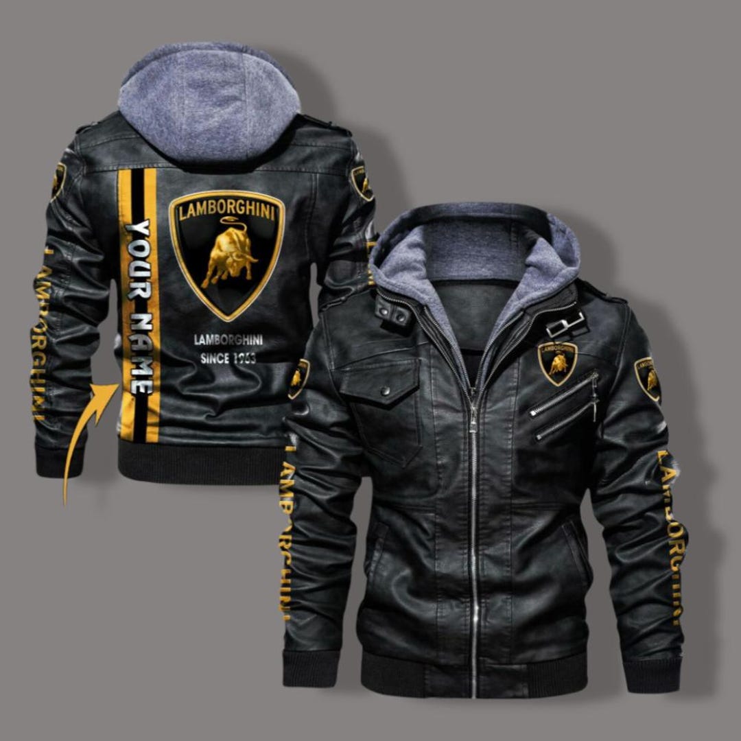 Lamborghini Leather Jacket, Lamborghini Mens All Over Print Jacket ...