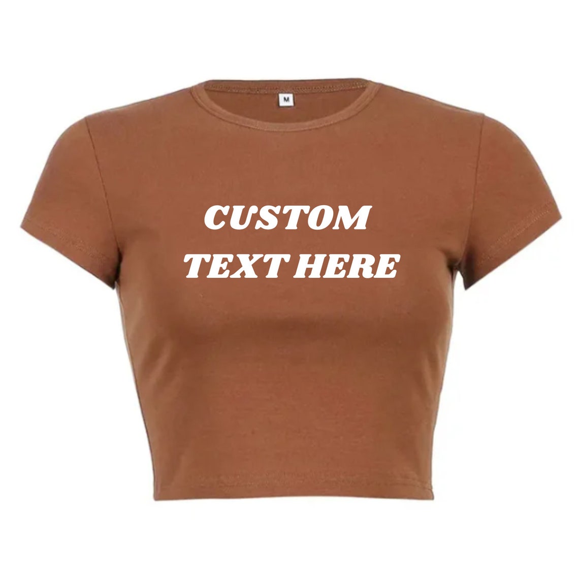 Customizable Crop Top, Personalized Print Pattern, Solid Color, Casual ...