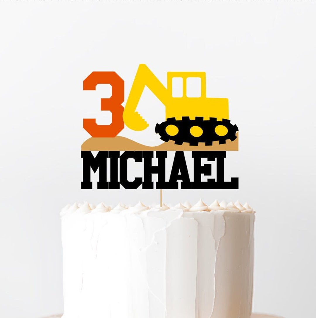 Personalized Construction Party Cake Topper. Construction Birthday ...