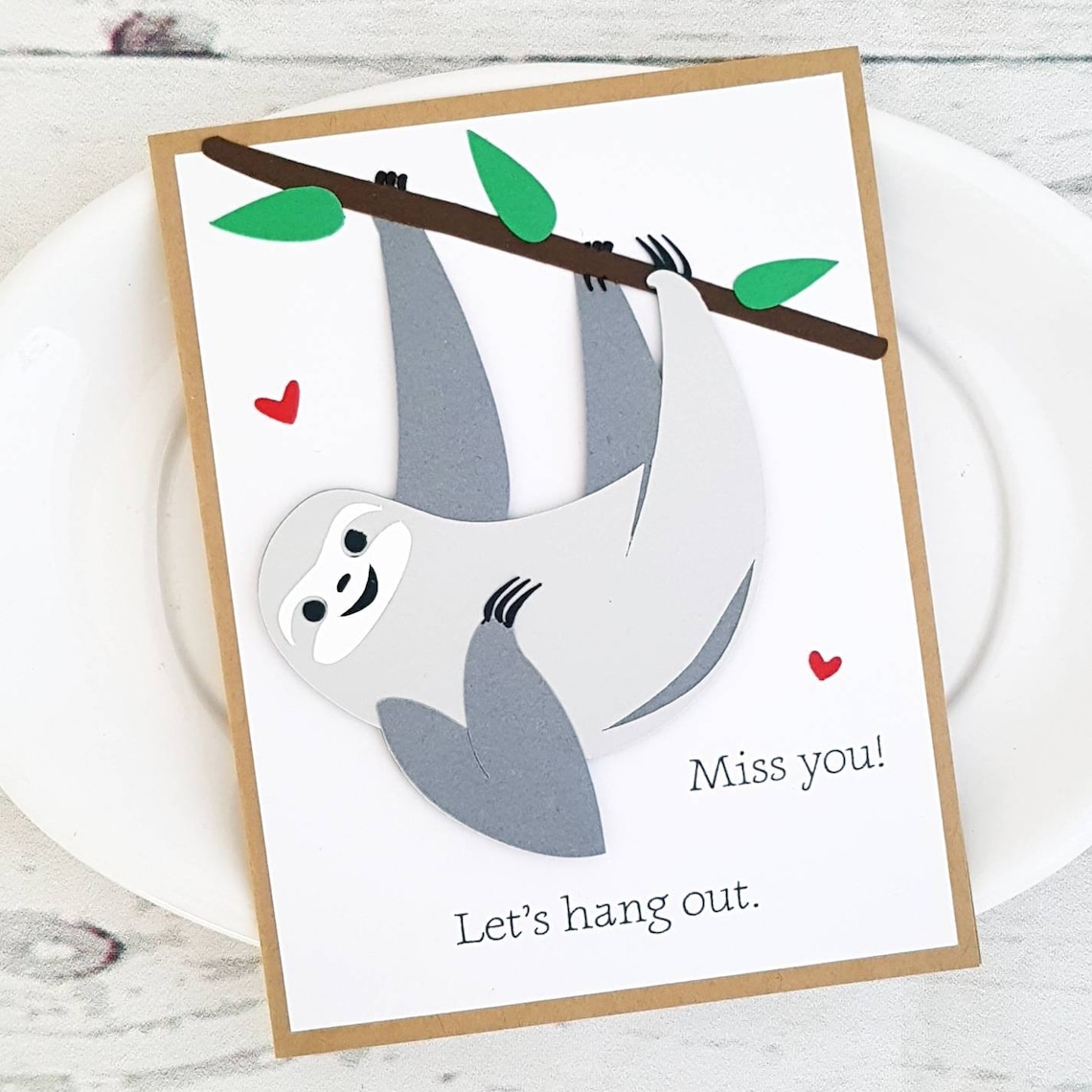 Sloth Greeting Card. Miss You. Let's Hang Out Greeting - Etsy