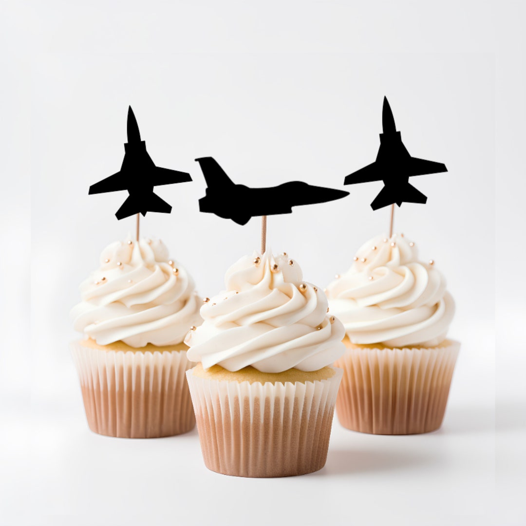 Jet Fighter Plane Cupcake Toppers. Top One Party. Two Fly Party. Time ...