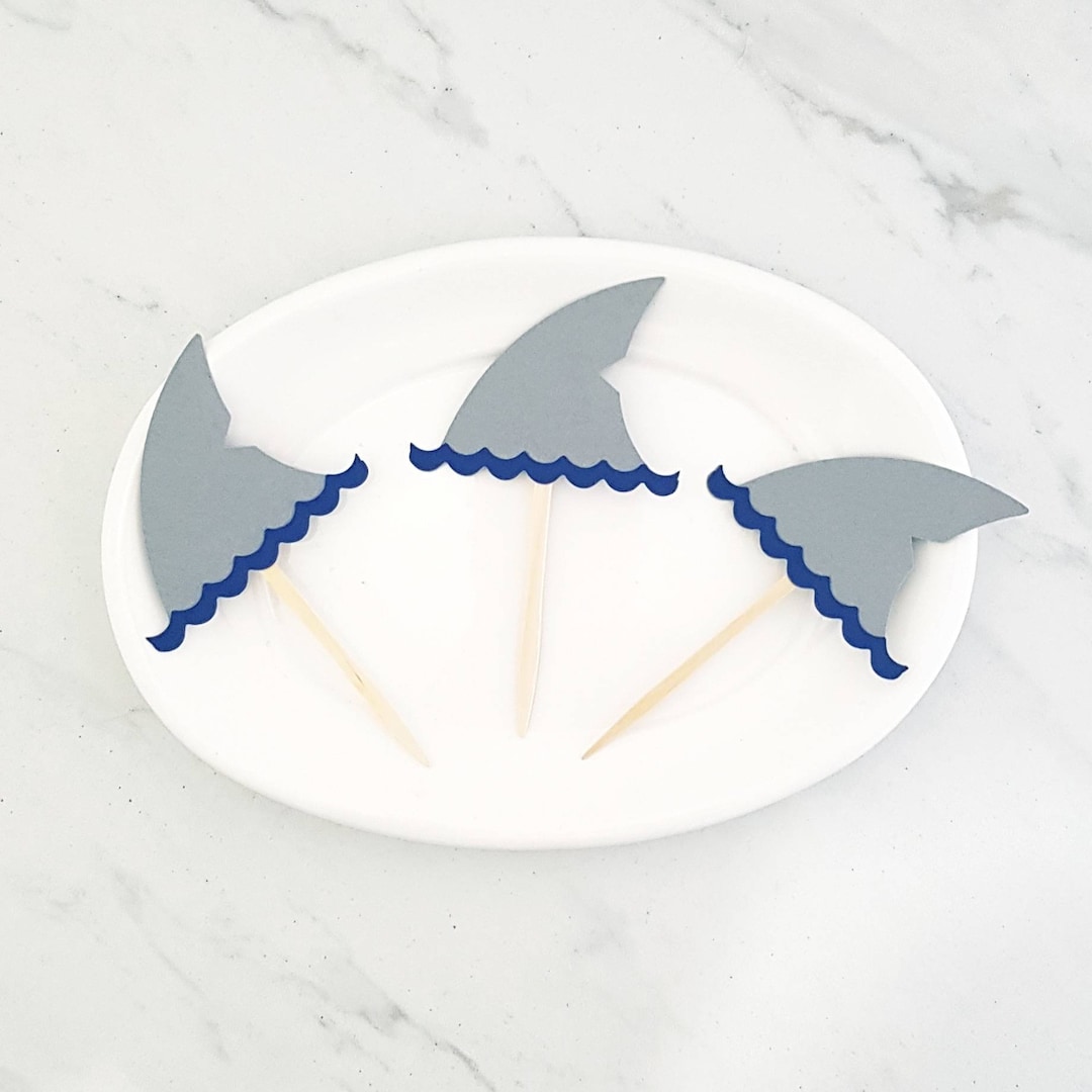 Shark Fin Cupcake Toppers. Shark Party Cupcake Toppers. Shark - Etsy
