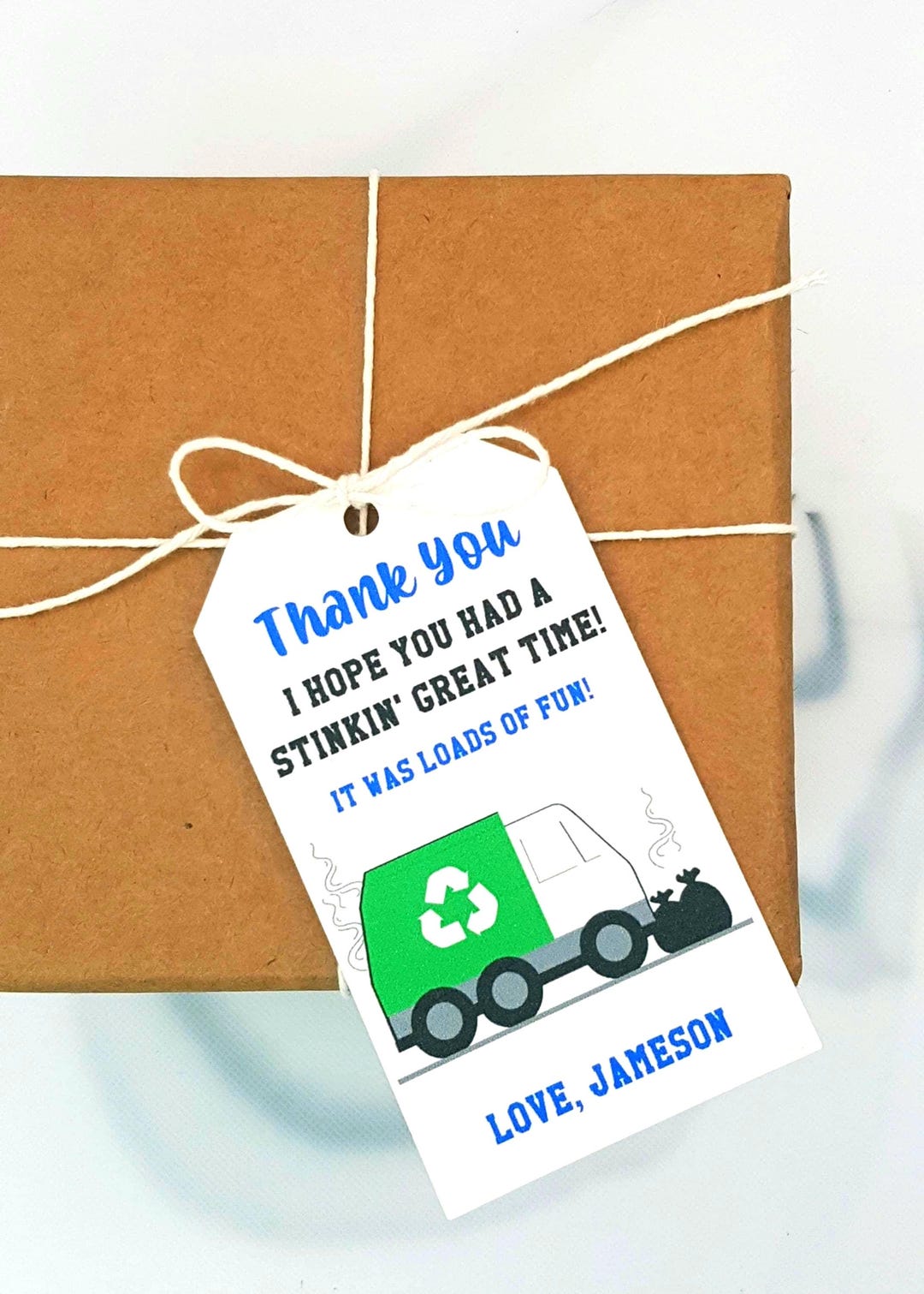 Trash Truck Favor Tags, Garbage Truck Tags, Recycling Truck Birthday ...