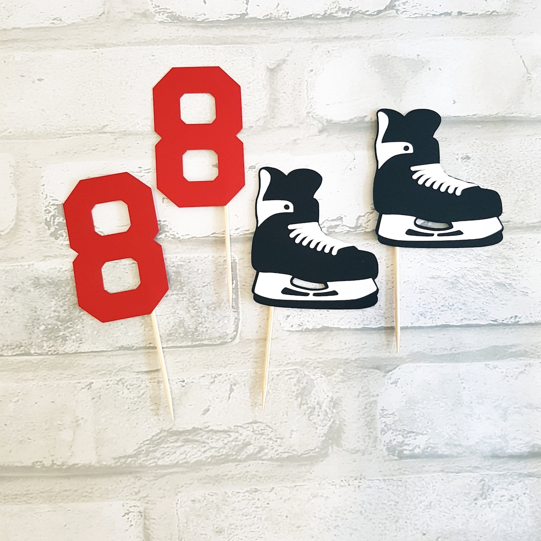 Hockey Skate & Number Handmade Cardstock Cupcake Toppers Party ...