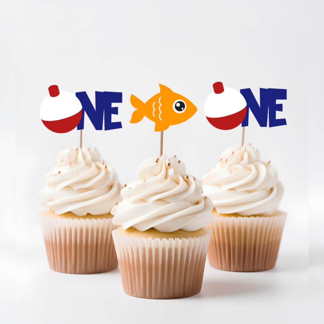 The Big One Party Cupcake Toppers. First Birthday Party Decor. Fish ...