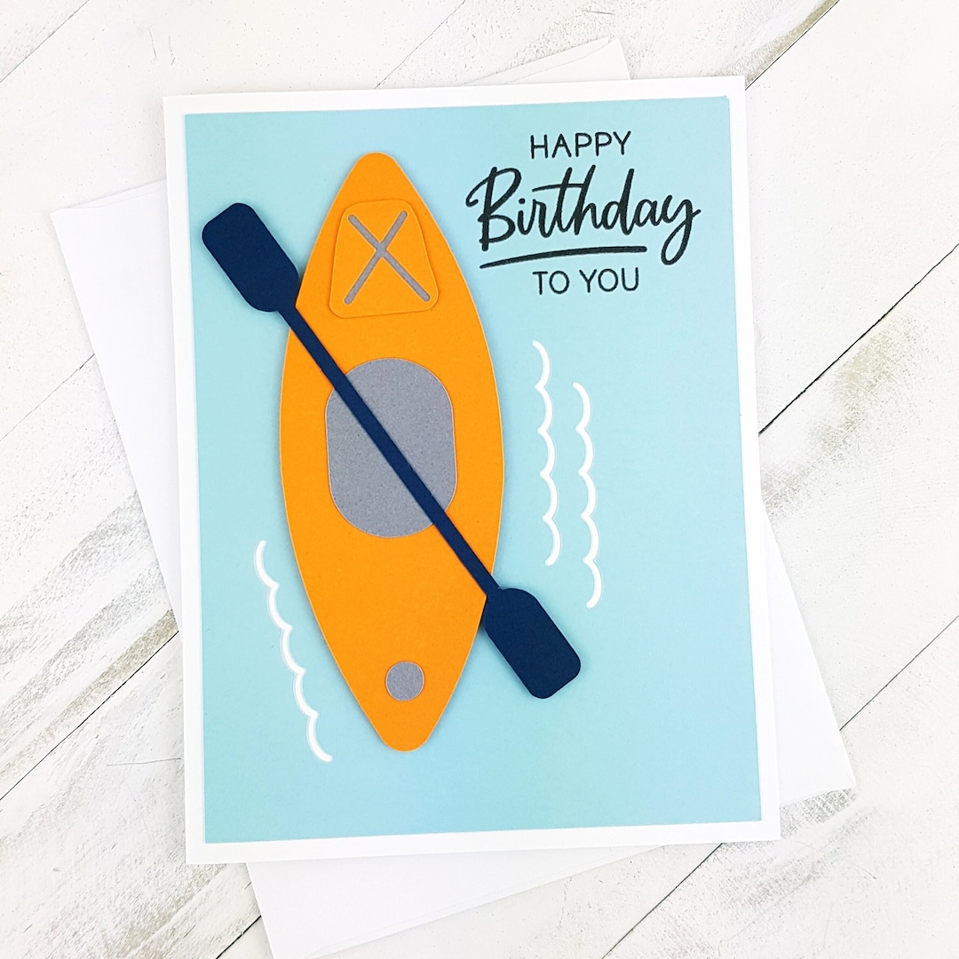 Handmade Kayak Birthday Greeting Card. Dimensional Handmade Card. - Etsy