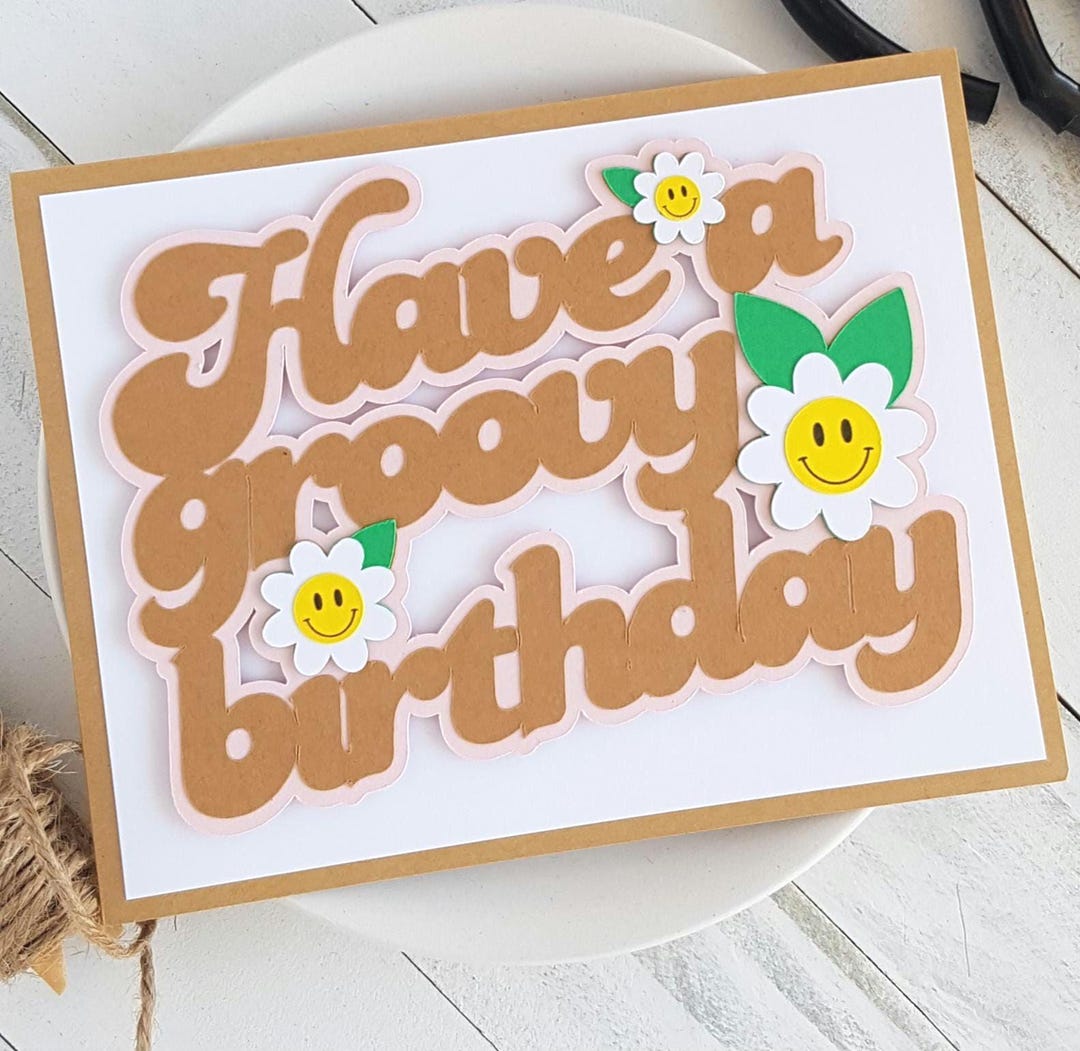 Handmade Groovy Birthday Card. Feminine Birthday Greeting Card. Retro ...