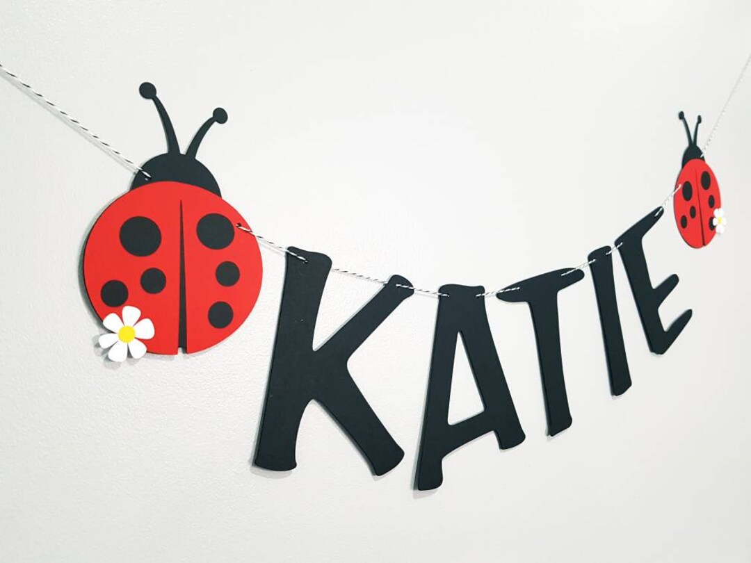 Ladybug Name Banner. Ladybug Birthday Banner. Ladybug Party Decor. Cake ...