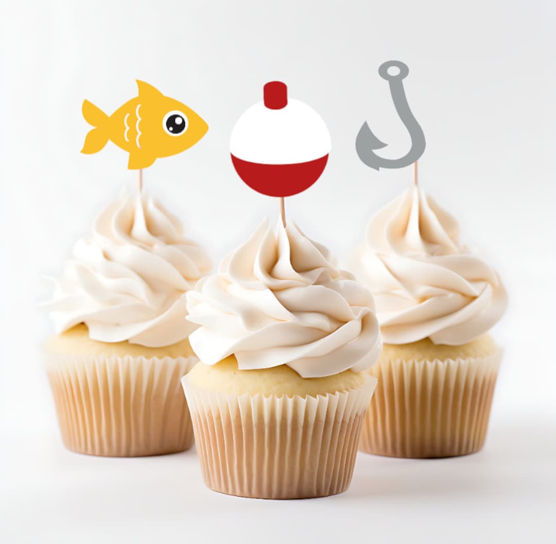 Fish Cupcake Toppers. Fishing Party Cupcake Toppers. the Big - Etsy