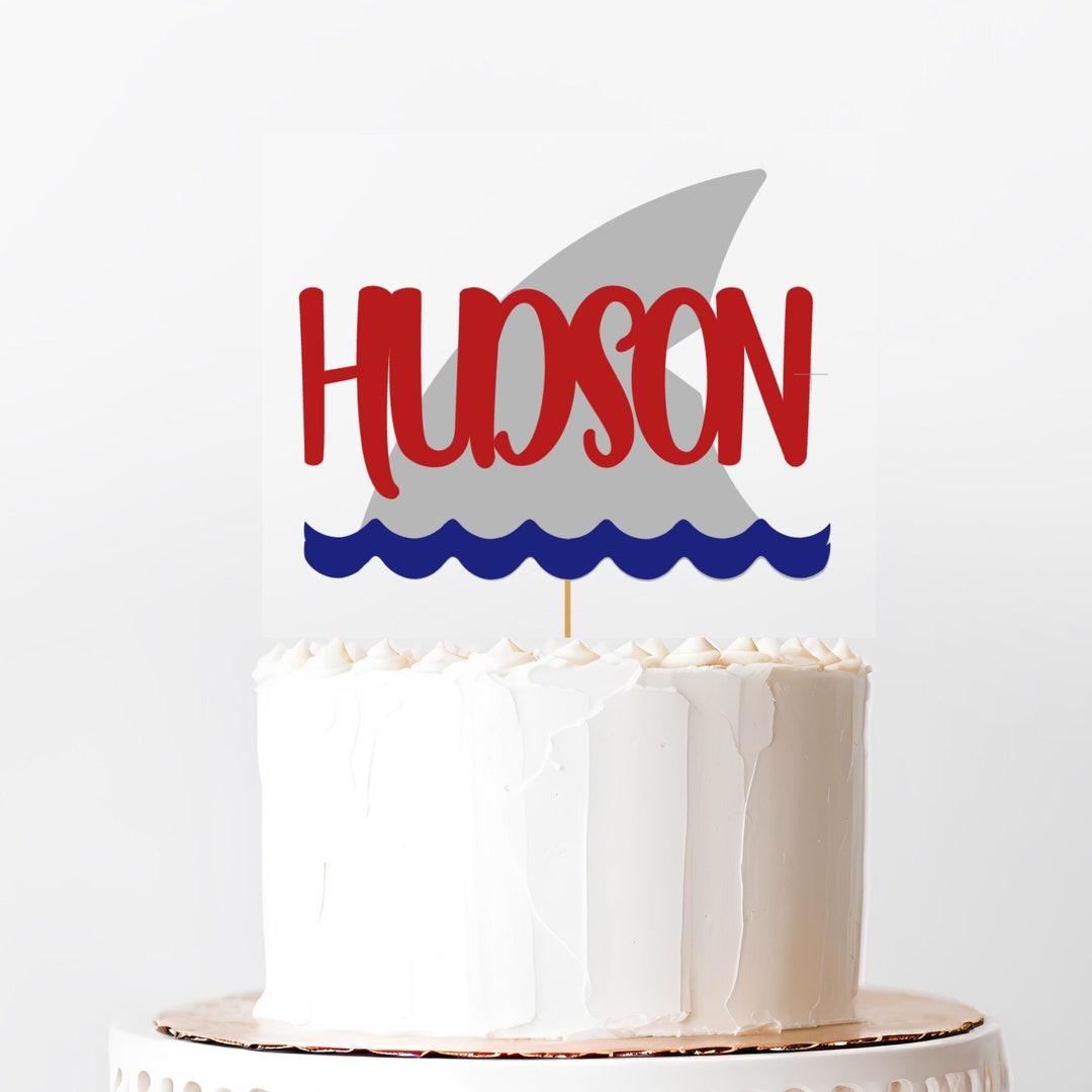 Personalized Shark Fin Cake Topper. Shark Party Cake Topper. Shark ...