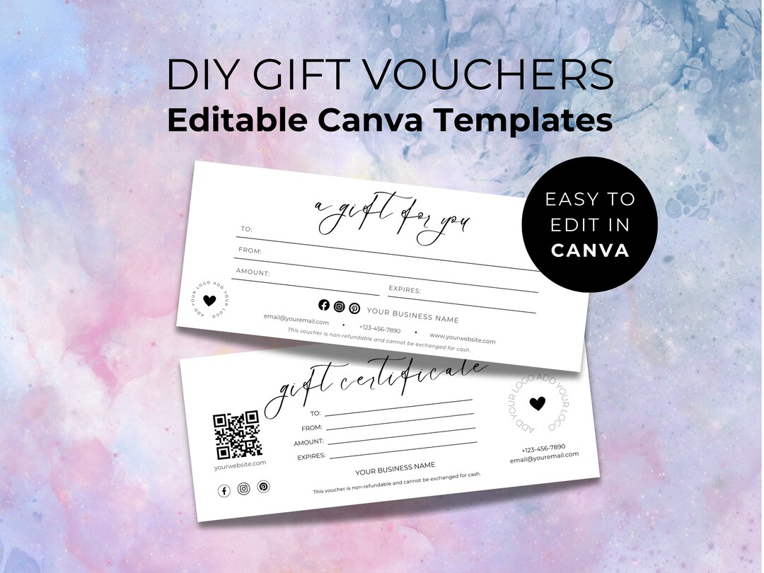 Elegant Gift Voucher Canva Templates With QR Code, DIY Printable Modern ...