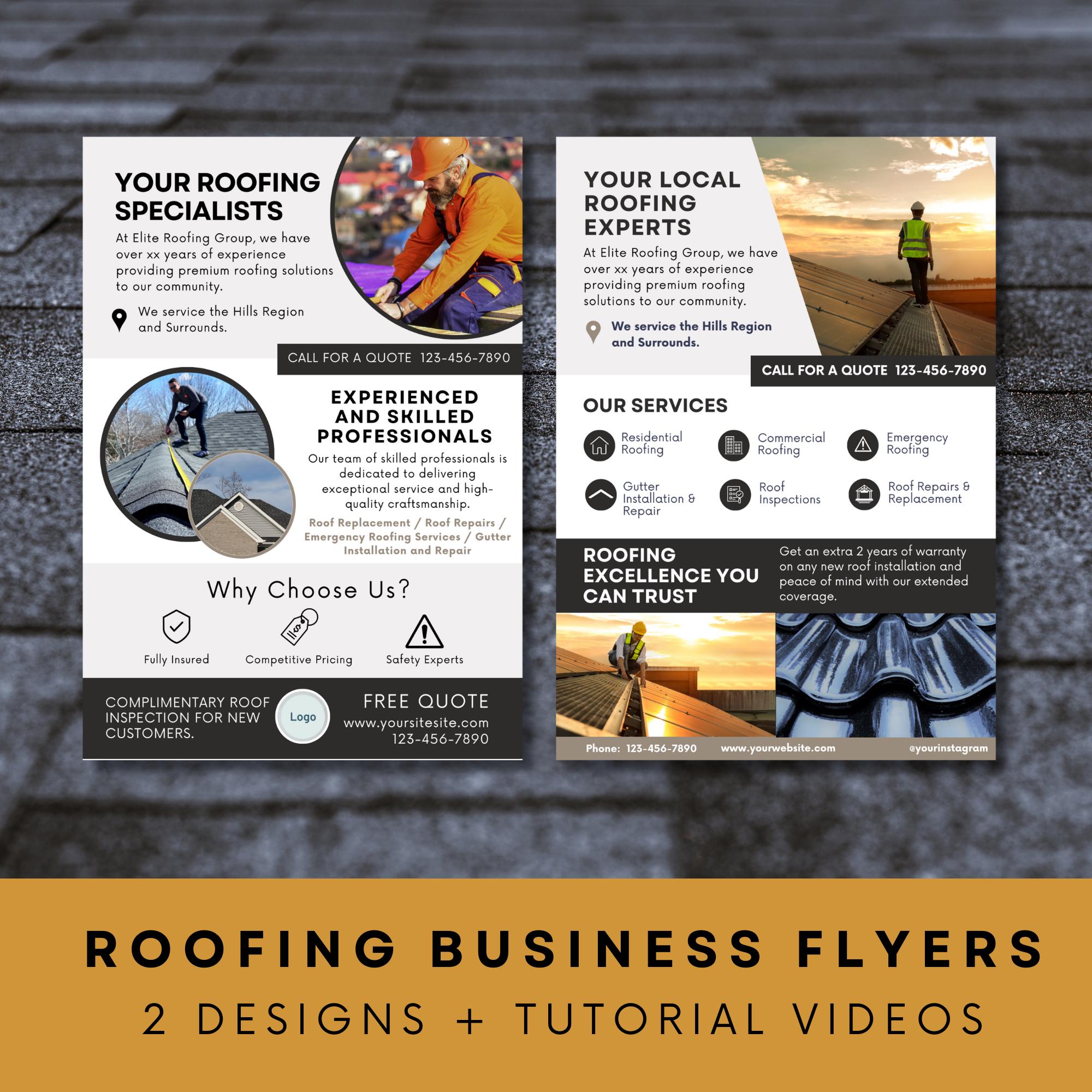 Roofing Business Flyer Template, Roof Repair DIY Pamphlet, Roofing ...