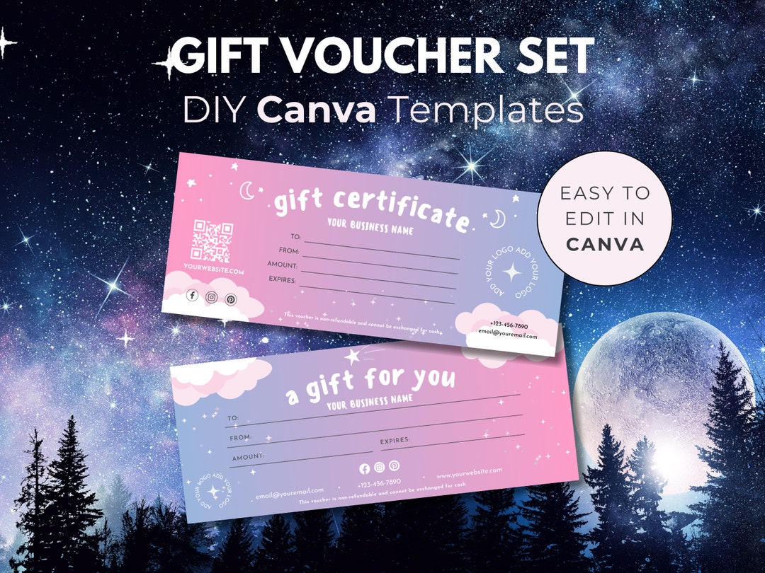 DIY Gift Voucher Canva Templates: Printable Gift Certificates (2 ...