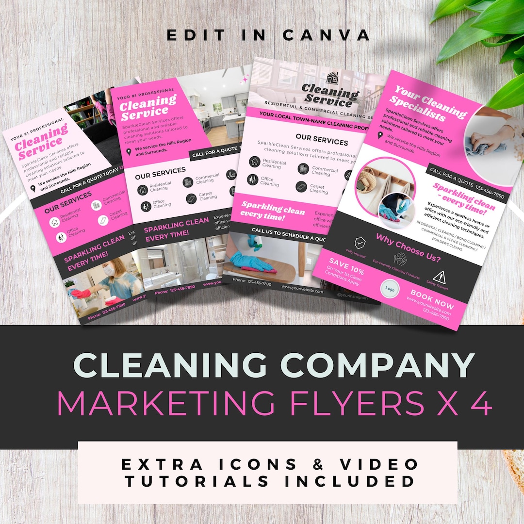 Pink Cleaning Business Flyer Templates, Home and Office Cleaner ...