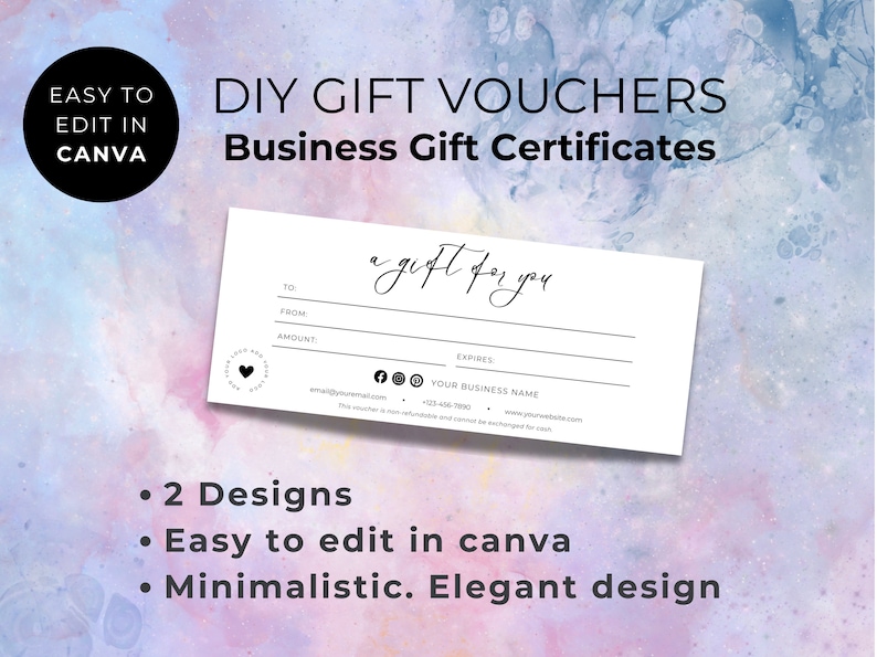 Elegant Gift Voucher Canva Templates With QR Code, DIY Printable Modern ...