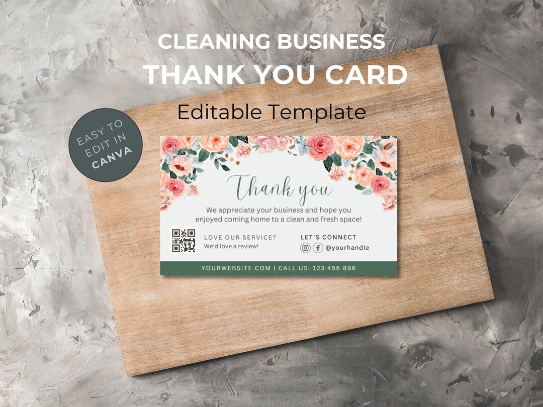 Cleaning Business Thank You Card Peach - Cleaner Thank You Card ...