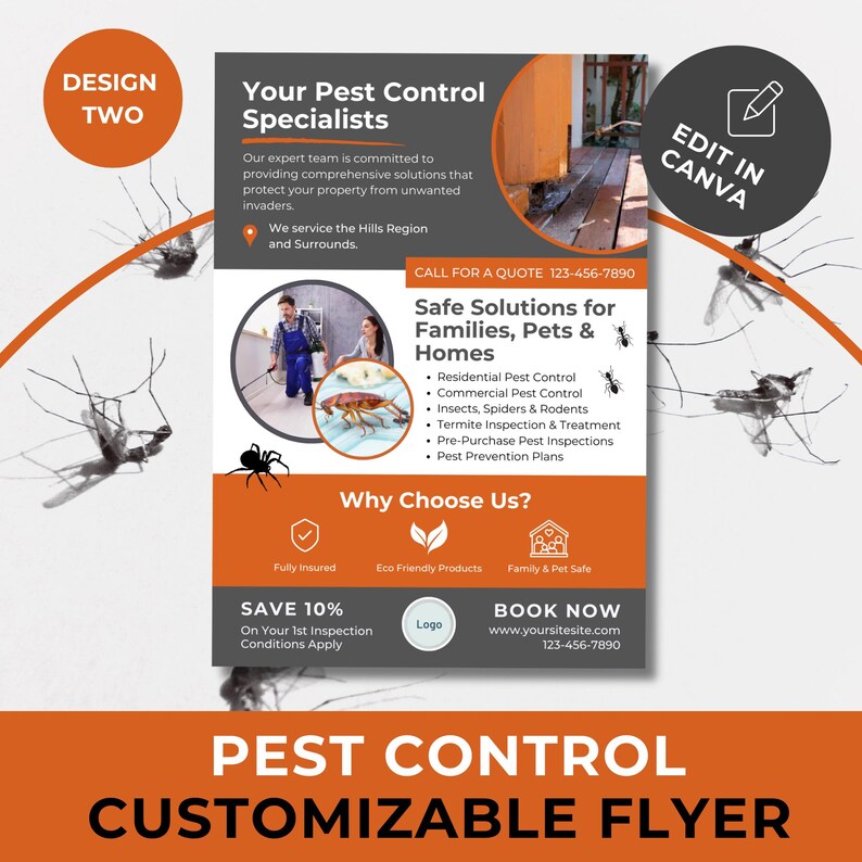 Pest Control Business Flyer Templates: DIY Marketing (A5) (digital ...