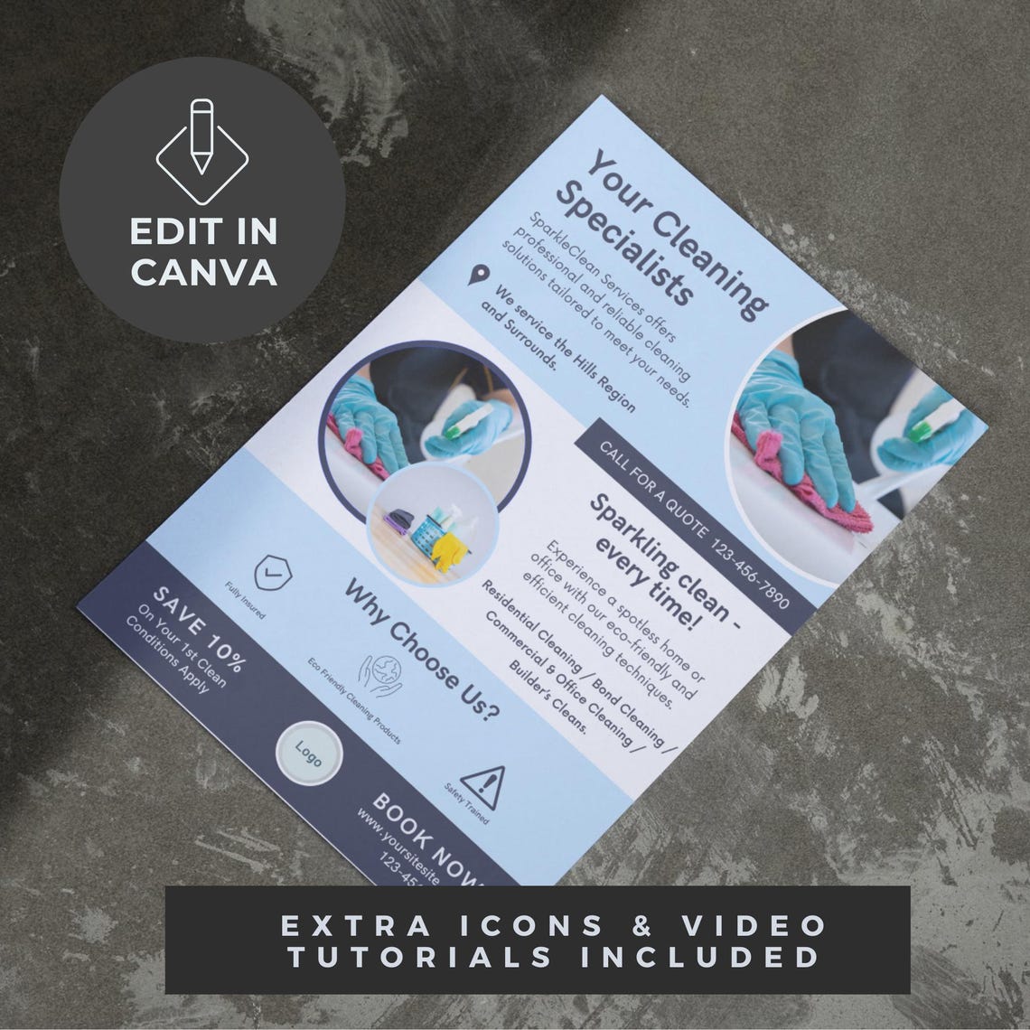 Cleaning Business Flyers Template, Home and Office Cleaner Pamphlet ...