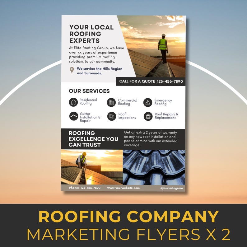Roofing Business Flyer Template, Roof Repair DIY Pamphlet, Roofing ...
