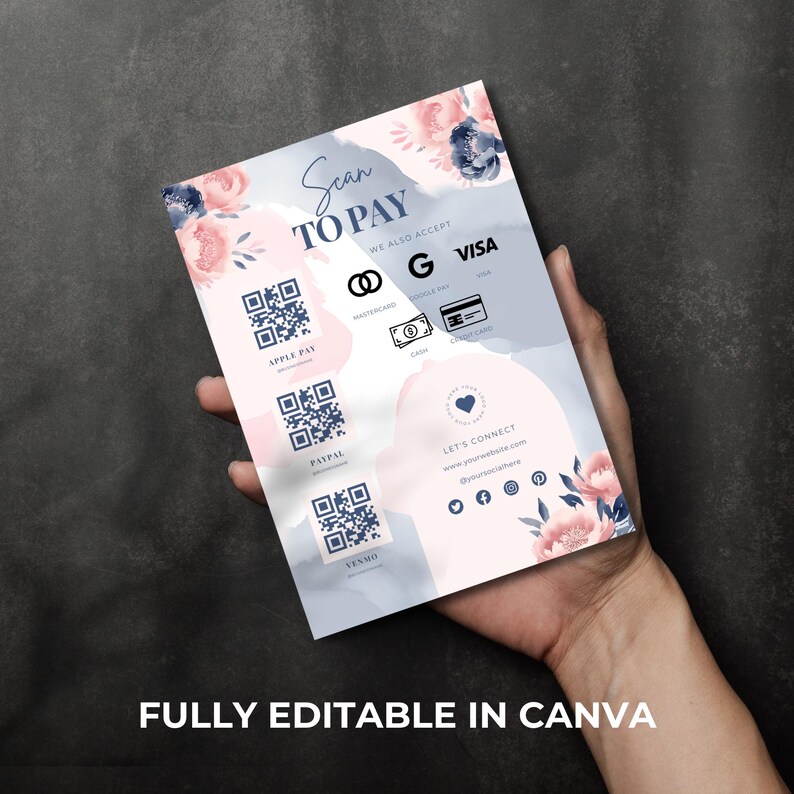 Elegant QR Code Pay Sign Template - Perfect for Market Booths - Stylish ...