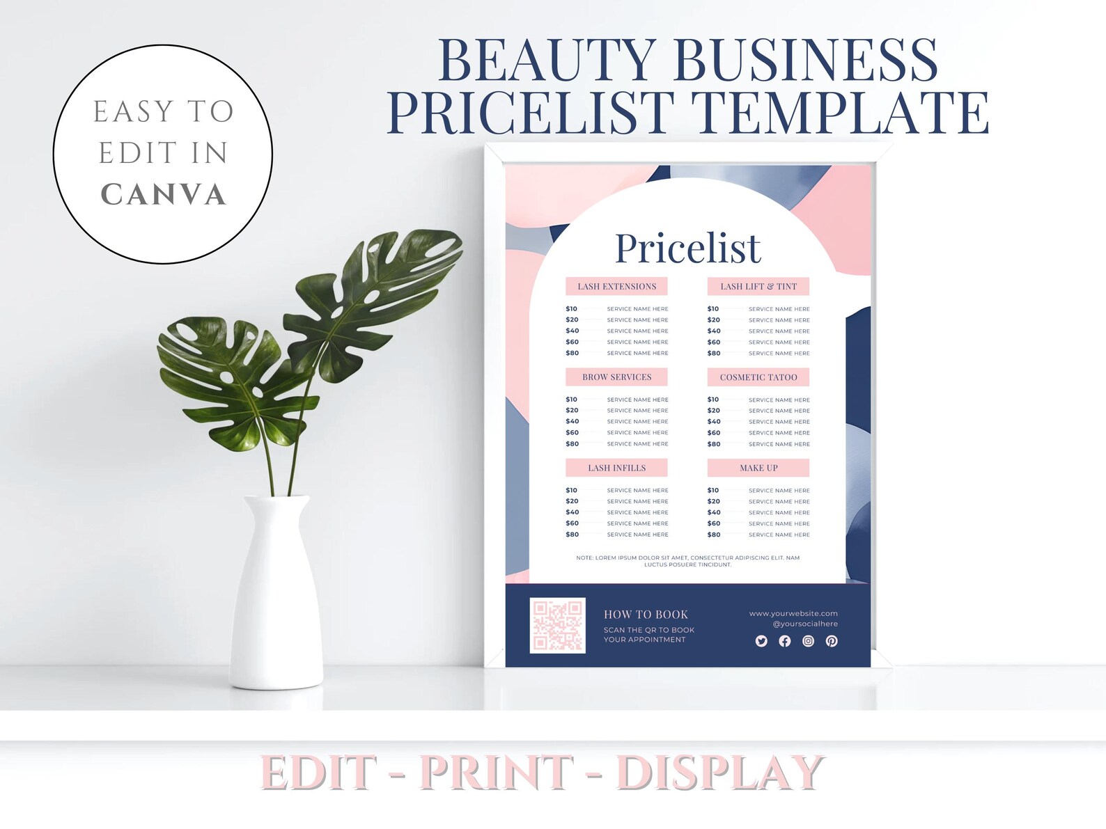 Lash Artist Price List Template, Beautician Pricing, Lash Business ...