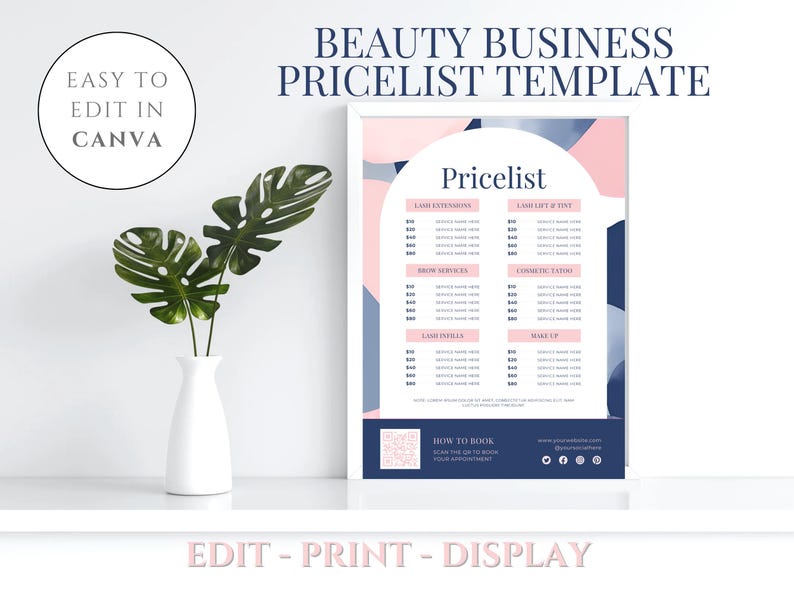 Lash Artist Price List Template, Beautician Pricing, Lash Business ...