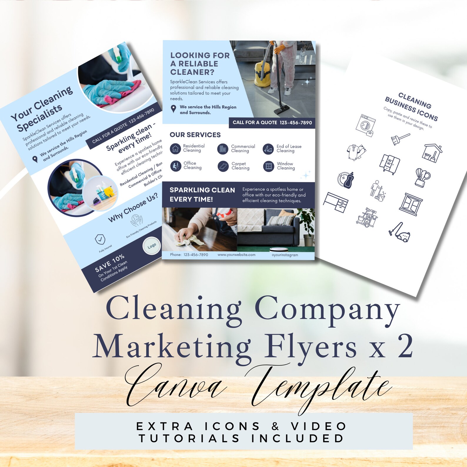 Cleaning Business Flyers Template, Home and Office Cleaner Pamphlet ...