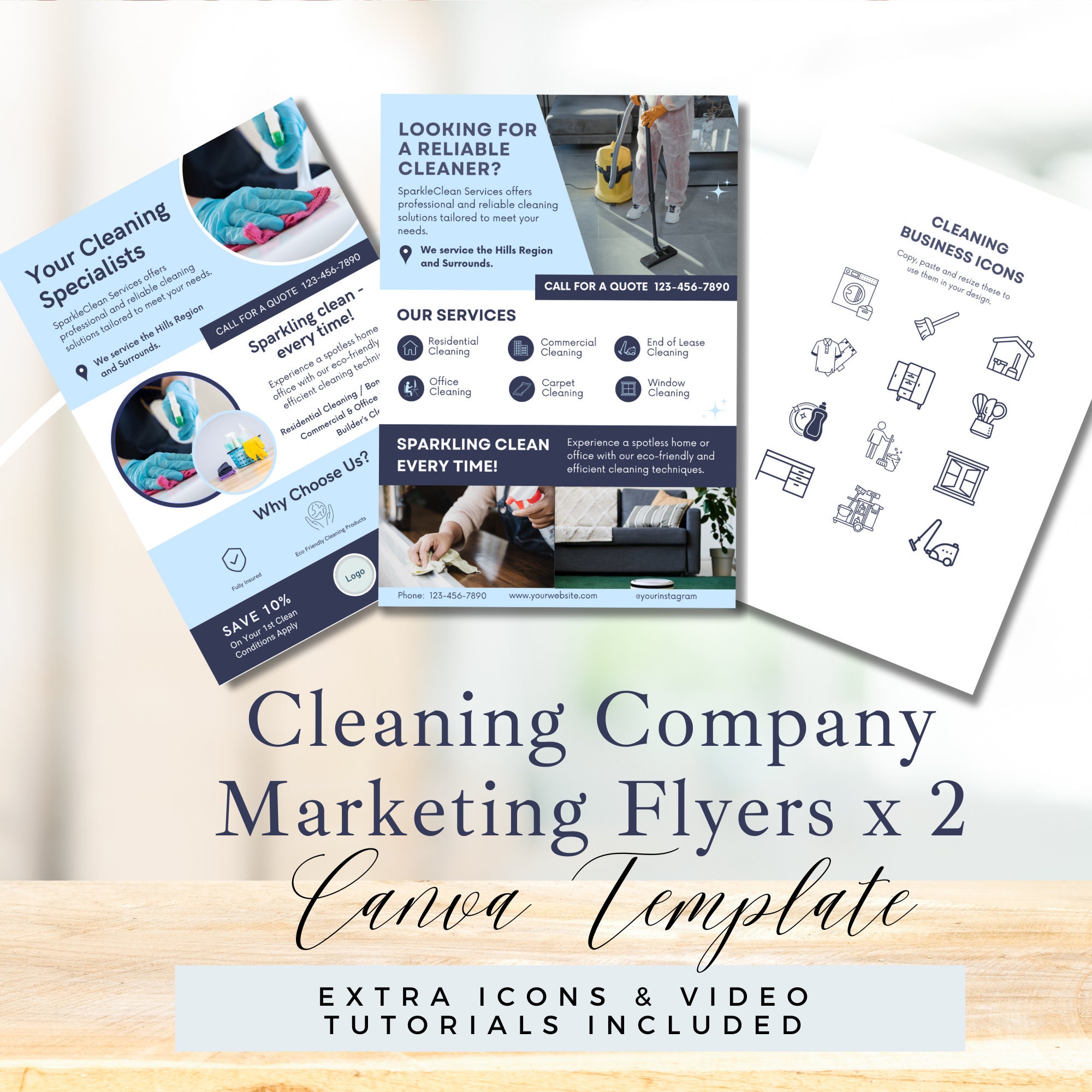 Cleaning Business Flyers Template, Home and Office Cleaner Pamphlet ...