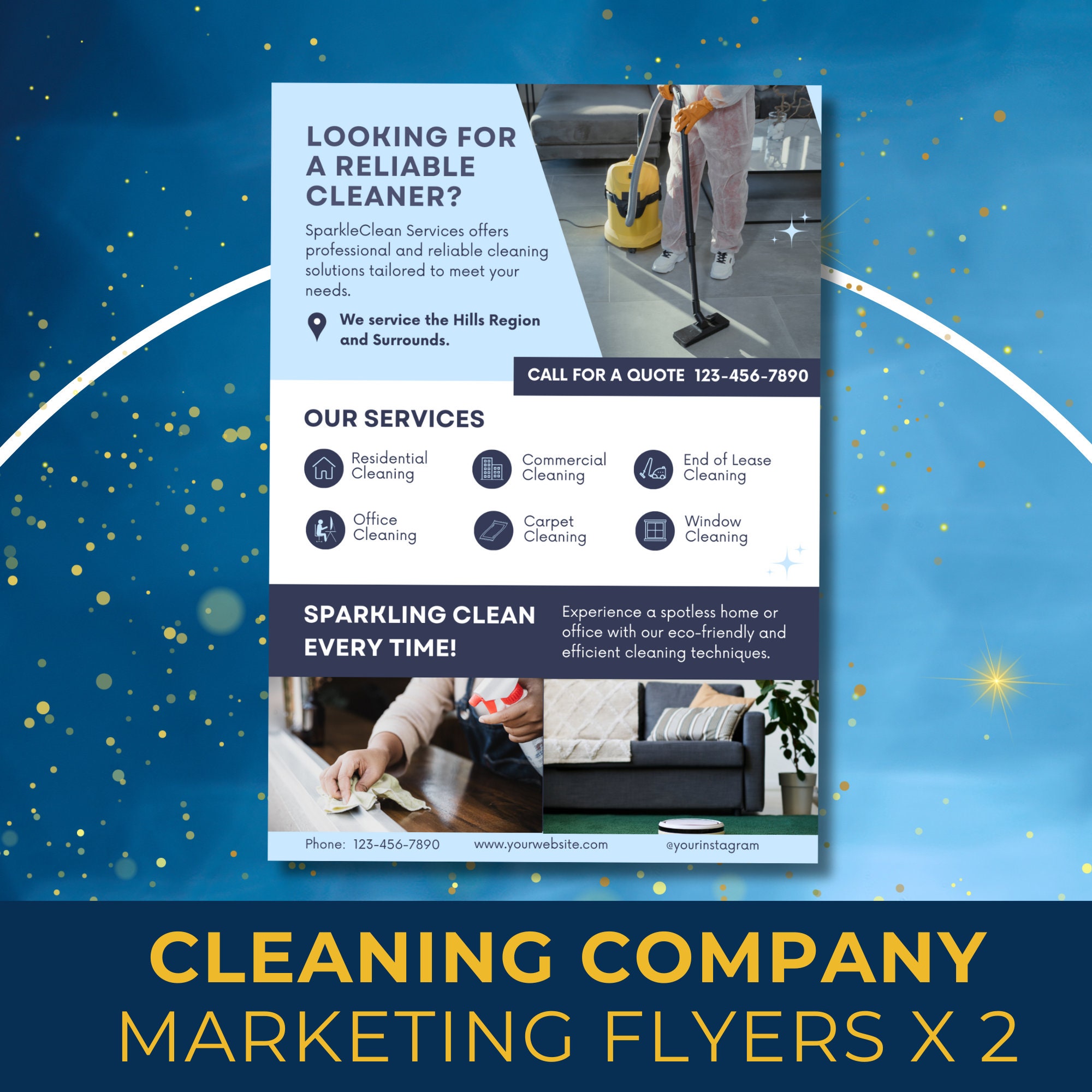 Cleaning Business Flyers Template, Home and Office Cleaner Pamphlet ...