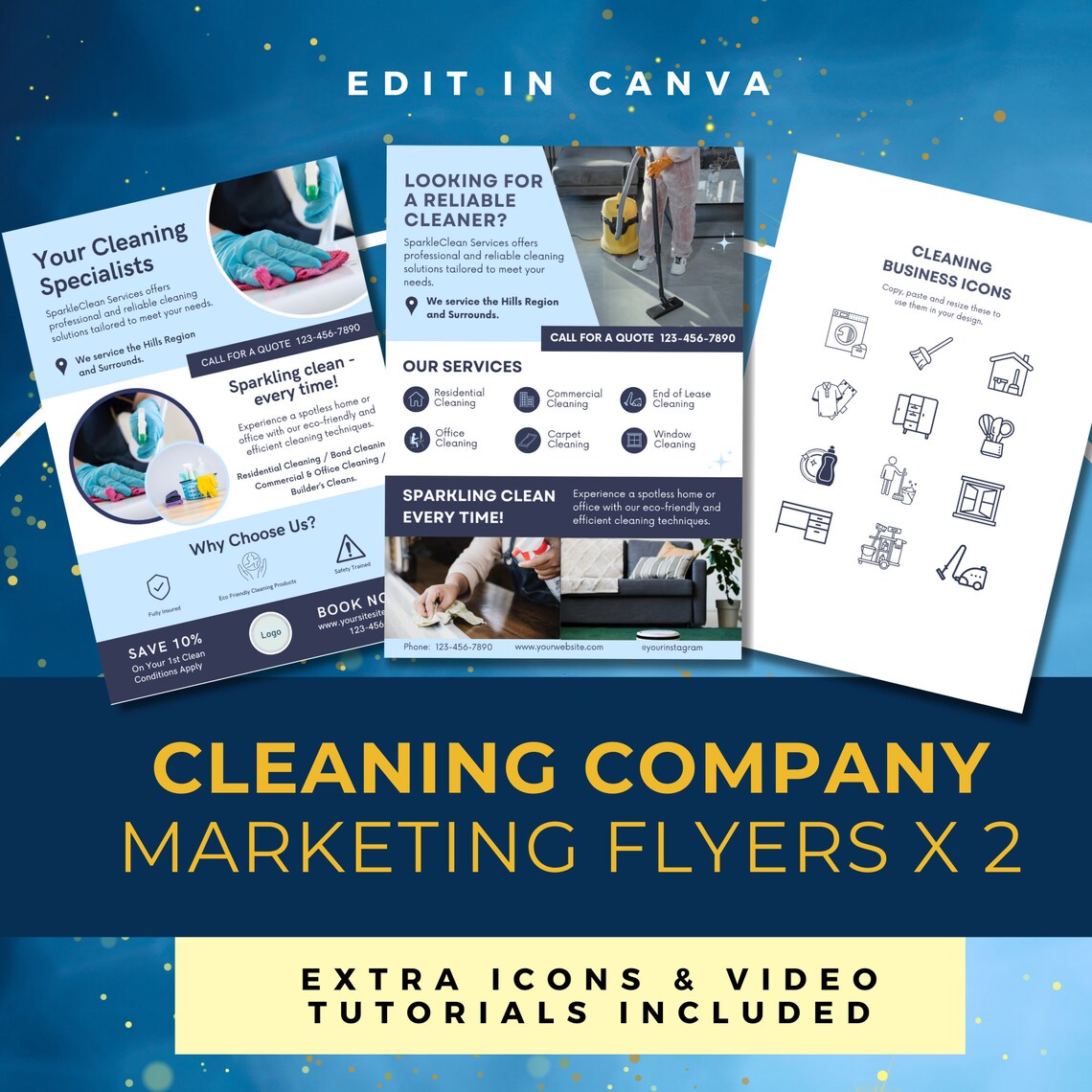 Cleaning Business Flyers Template, Home and Office Cleaner Pamphlet ...