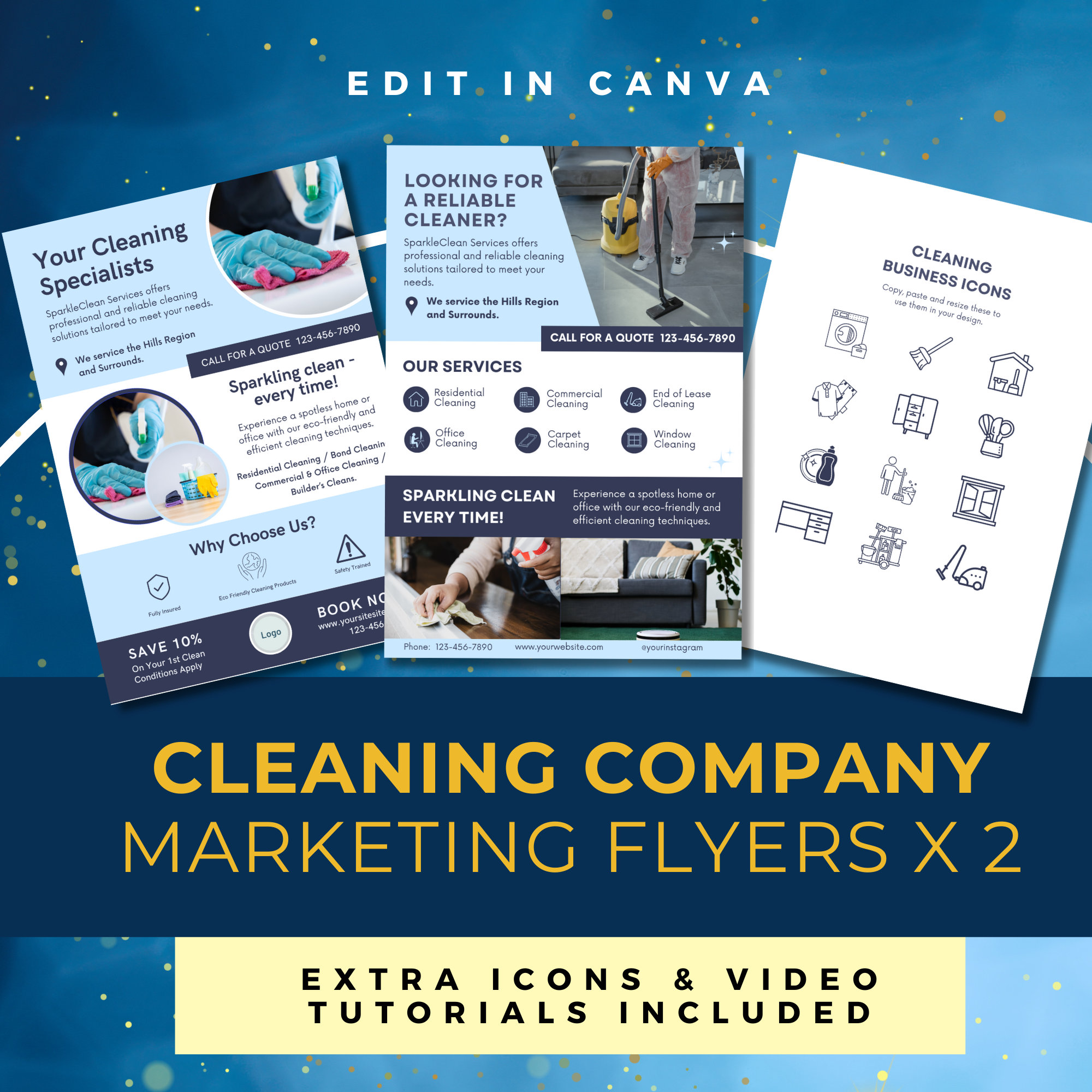 Cleaning Business Flyers Template, Home and Office Cleaner Pamphlet ...