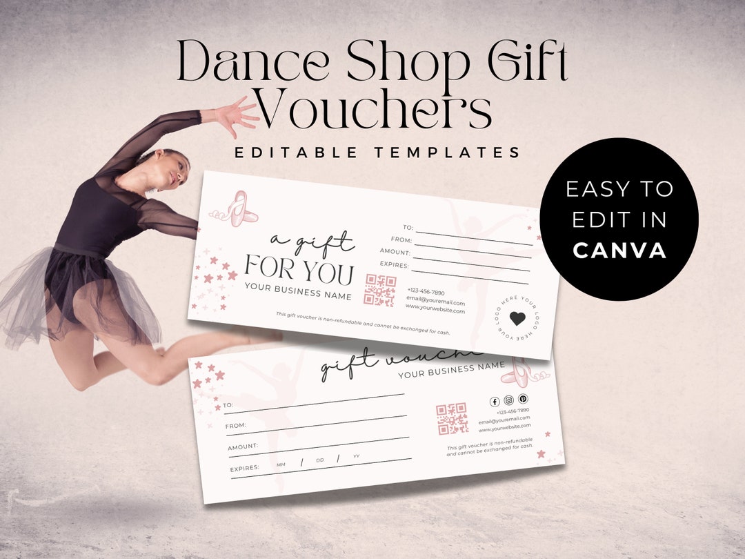 Dance Studio Gift Voucher Templates, DIY Ballet Gift Certificates ...