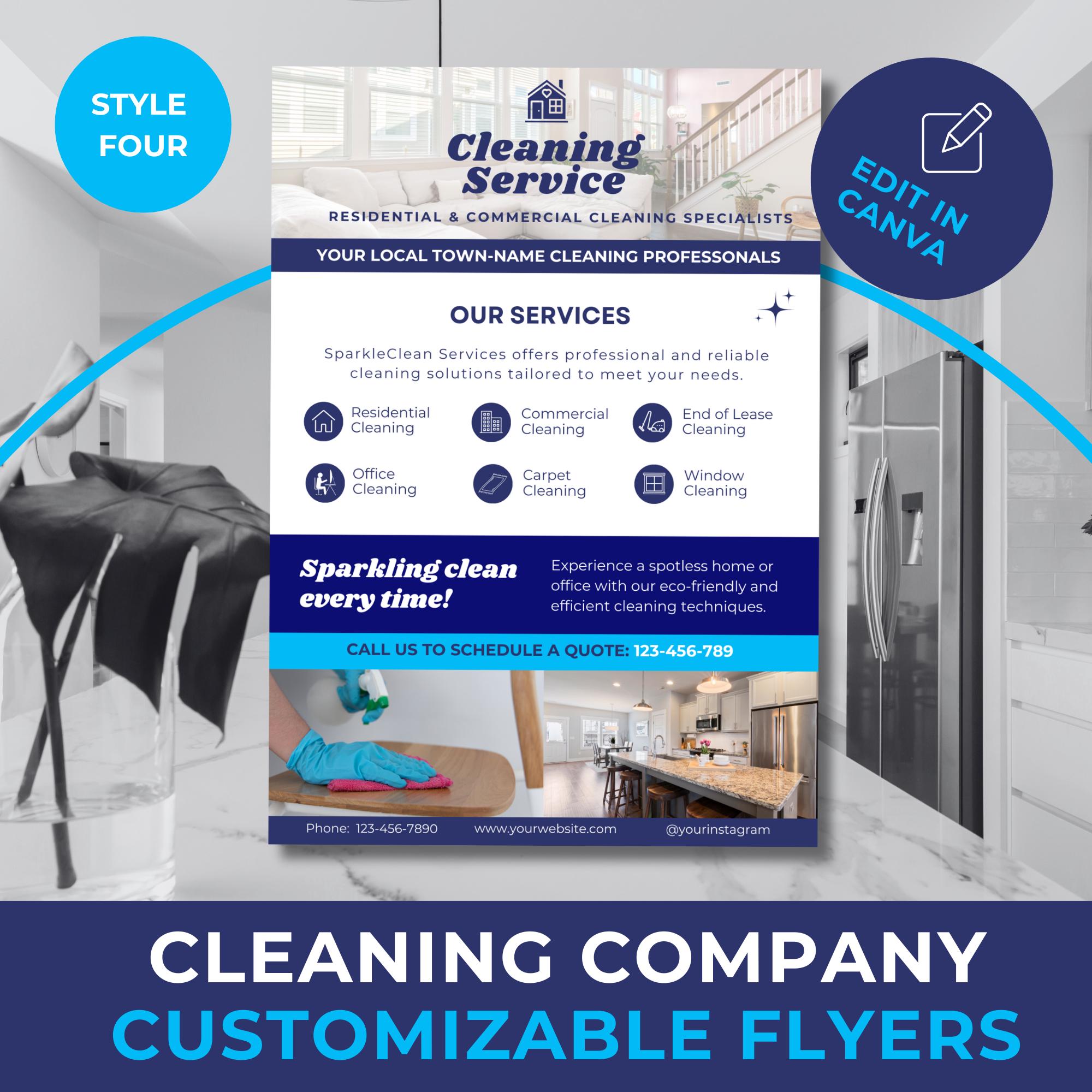 Blue Cleaning Business Flyer Templates, Home and Office Cleaner ...