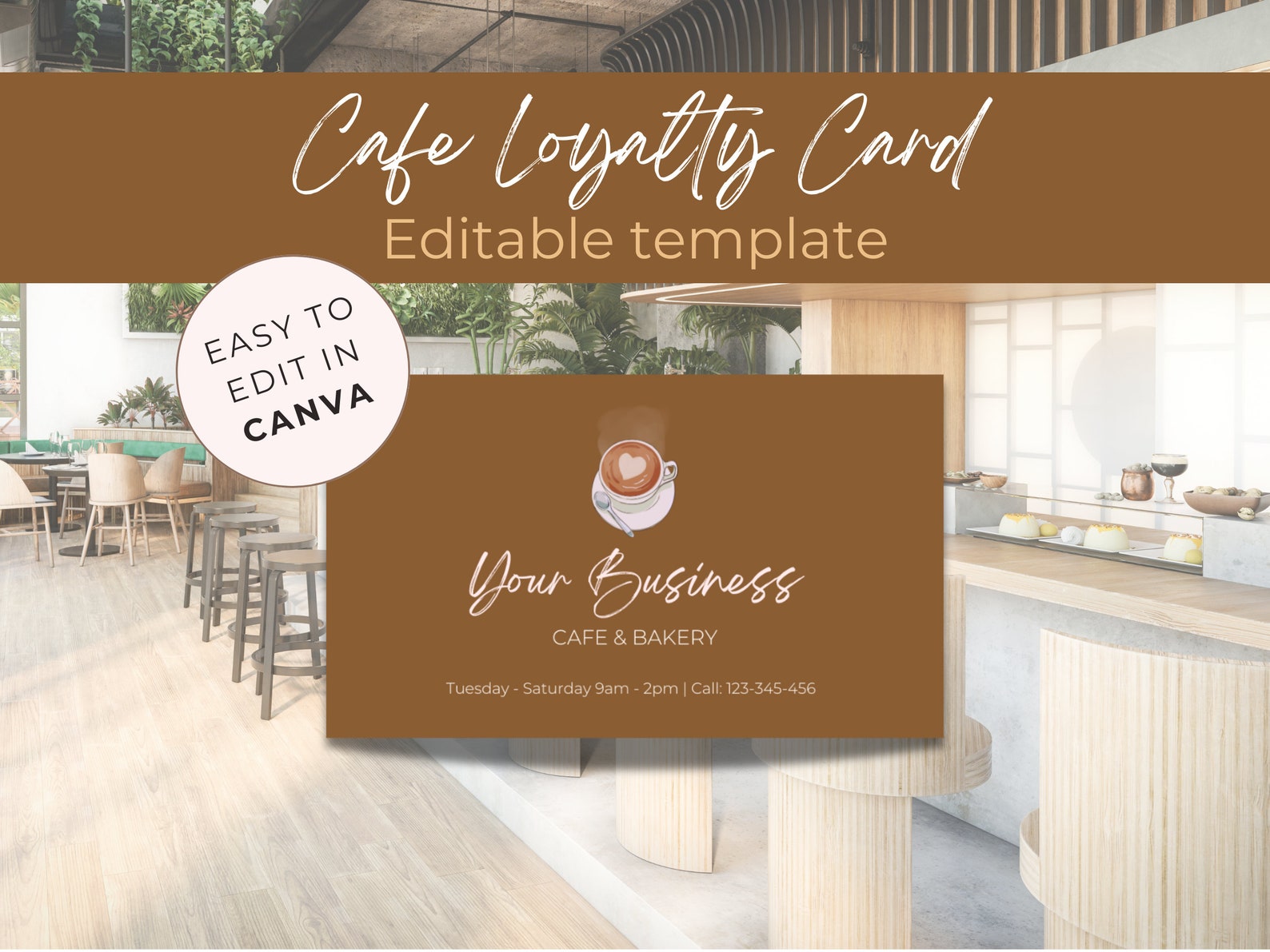 Coffee Shop Loyalty Card Template - INSTANT DOWNLOAD - DIY Printable ...