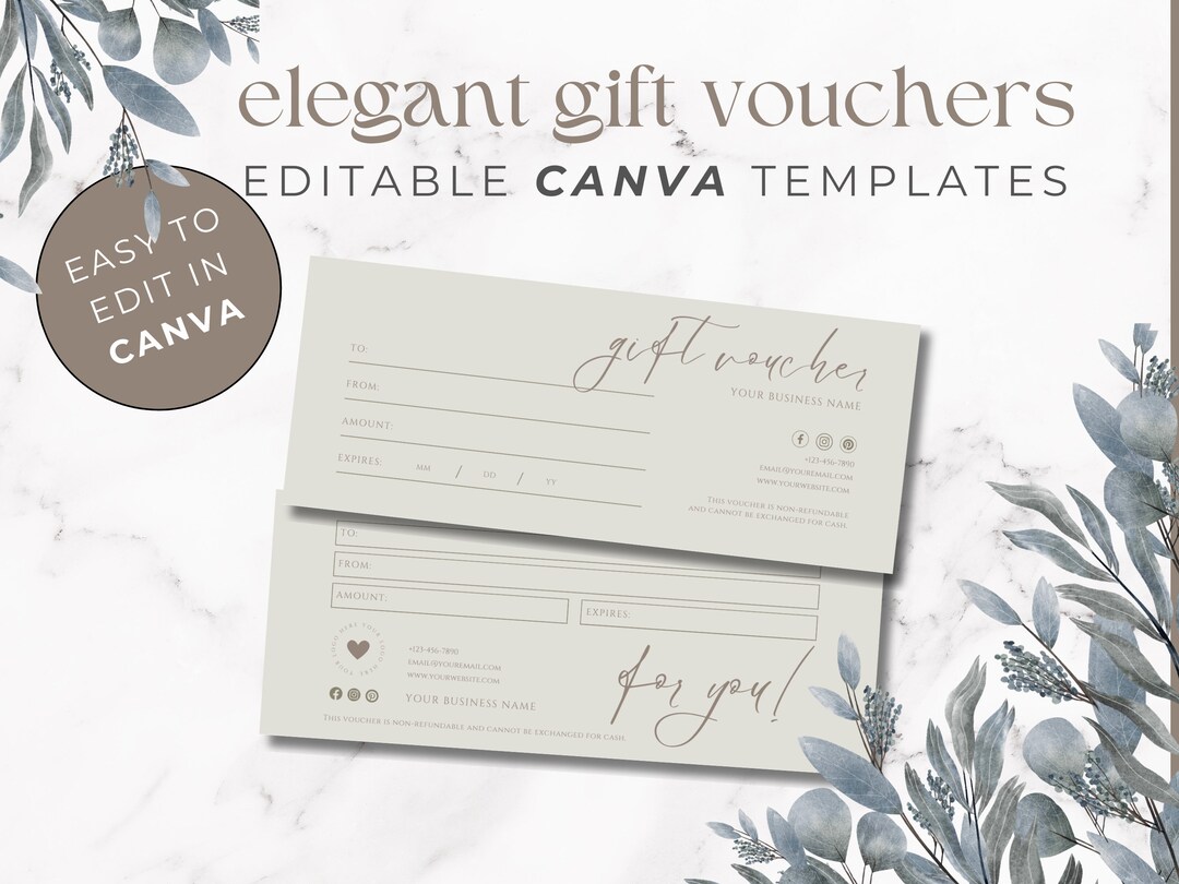 Elegant Gift Voucher Canva Templates, DIY Printable Gift Certificates ...