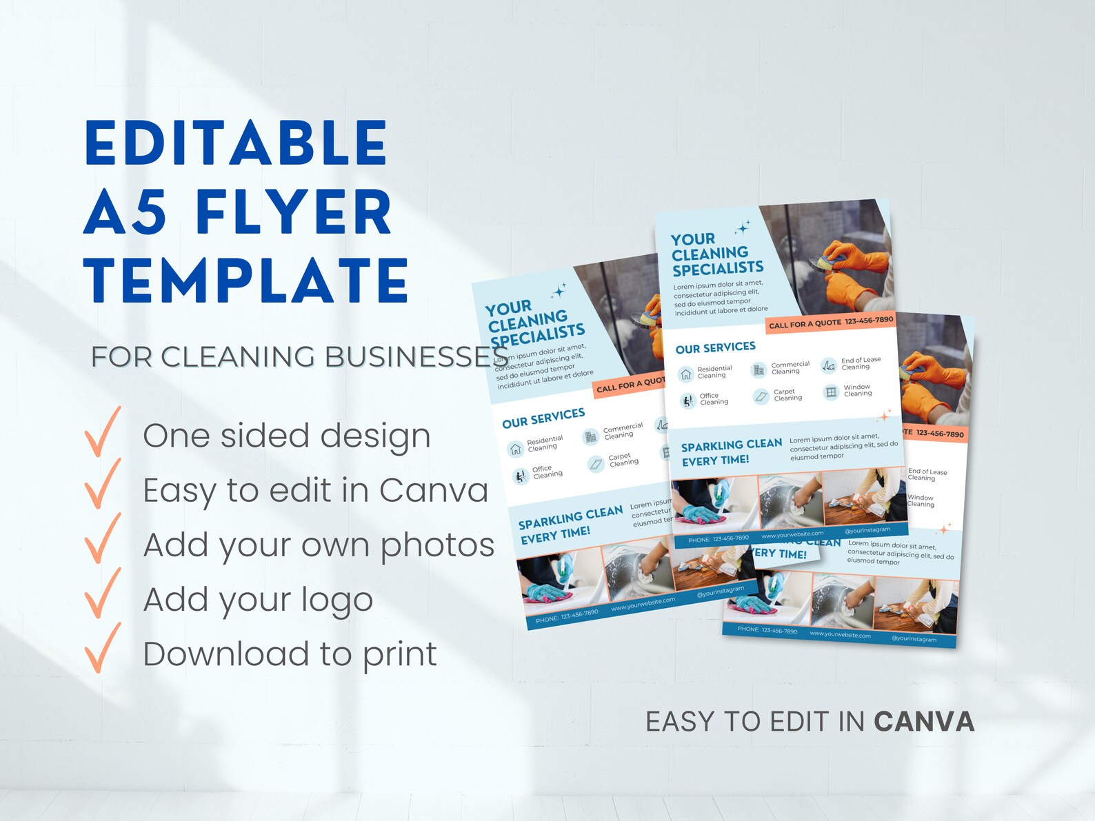 Cleaning Business Flyer Template - INSTANT DOWNLOAD - Cleaning Business Marketing - A5 Flyer ...