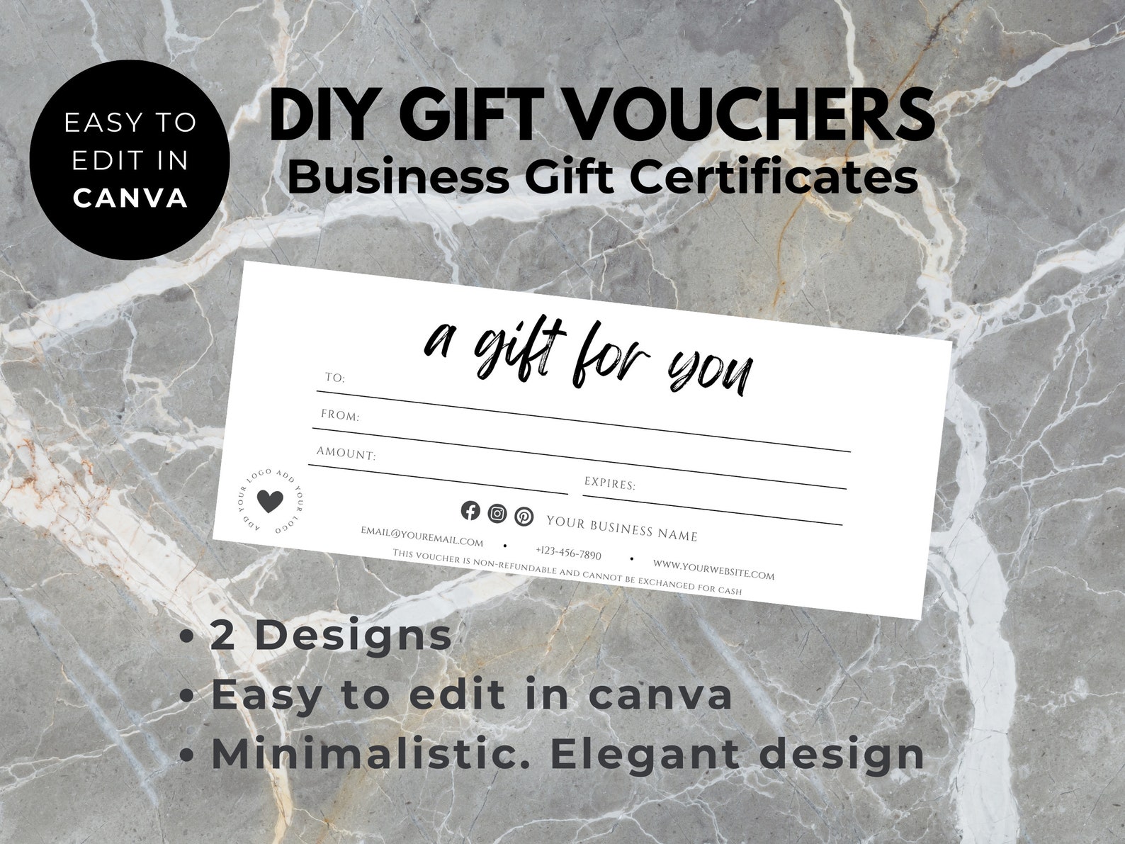 Modern Gift Voucher Canva Templates, DIY Printable Elegant Gift ...