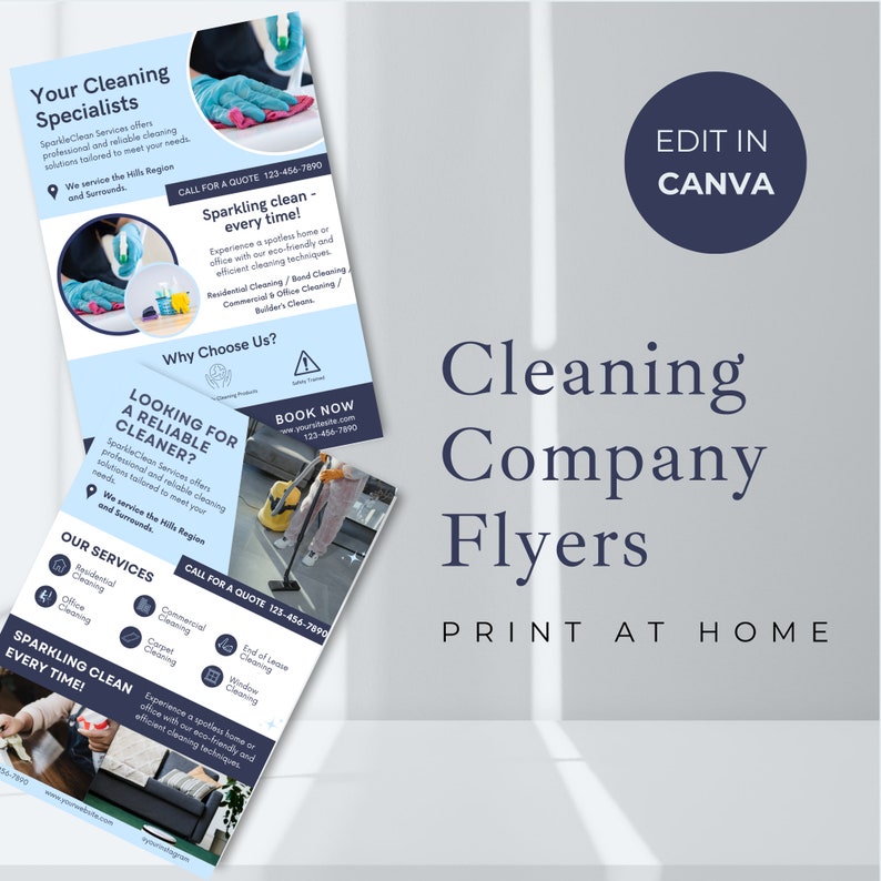 Cleaning Business Flyers Template, Home and Office Cleaner Pamphlet ...
