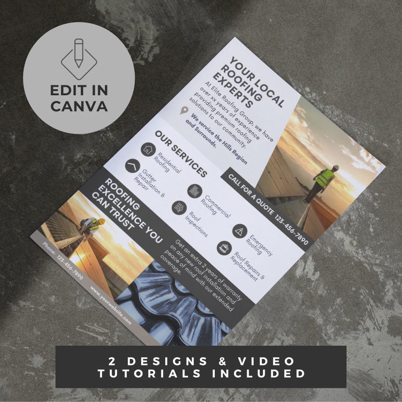 Roofing Business Flyer Template, Roof Repair DIY Pamphlet, Roofing ...