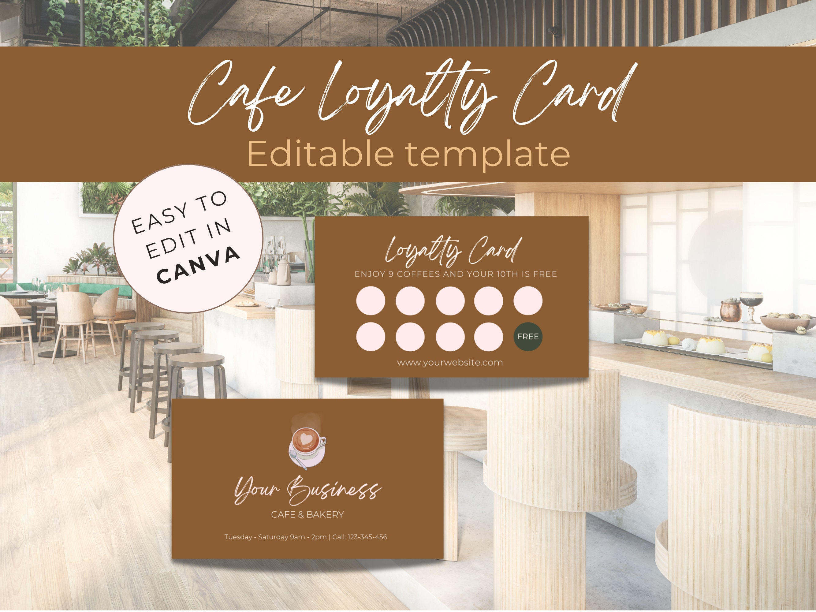 Coffee Shop Loyalty Card Template - INSTANT DOWNLOAD - DIY Printable ...