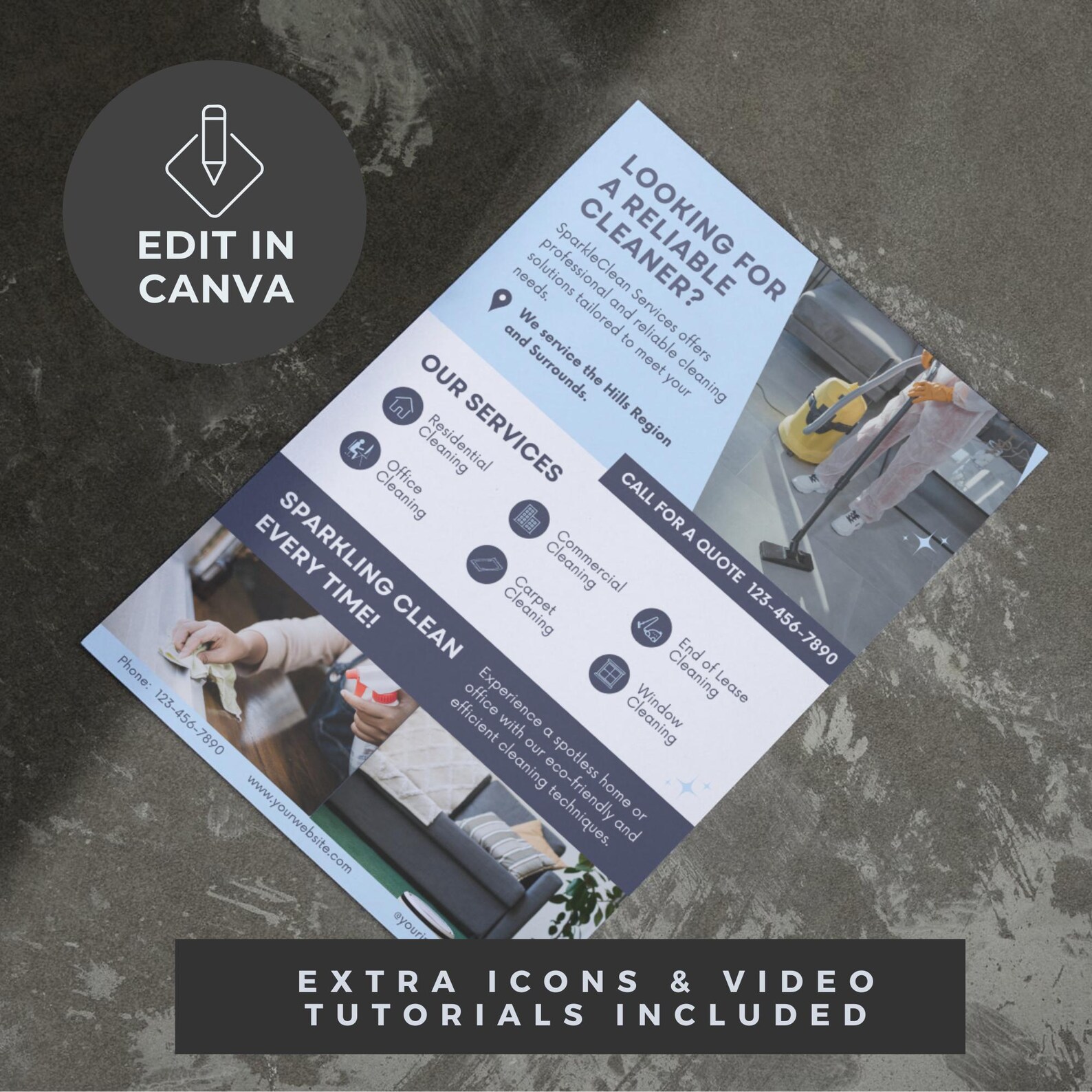 Cleaning Business Flyers Template, Home and Office Cleaner Pamphlet ...