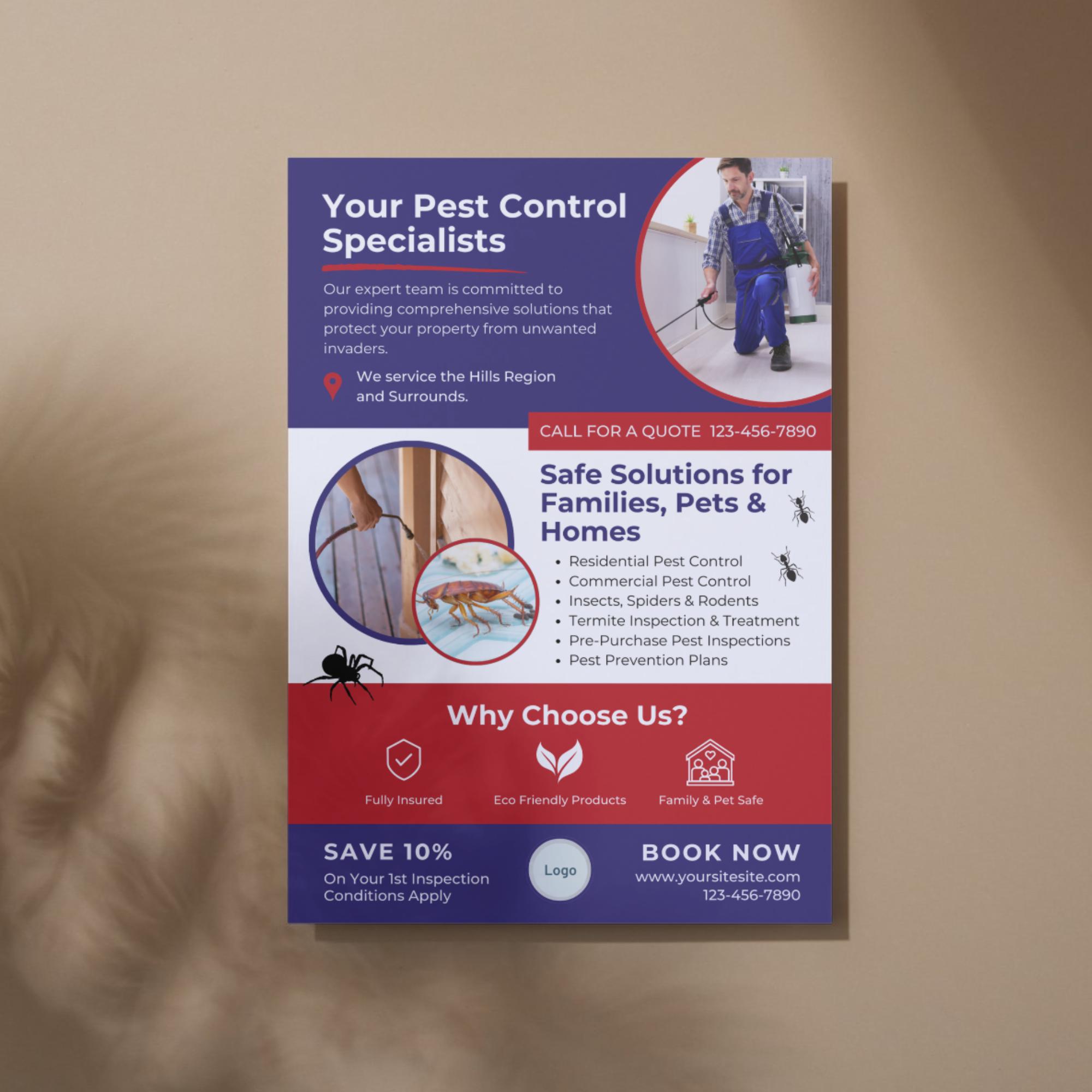 Pest Control Business Flyer Template Designs, Pest Controller Pamphlet ...