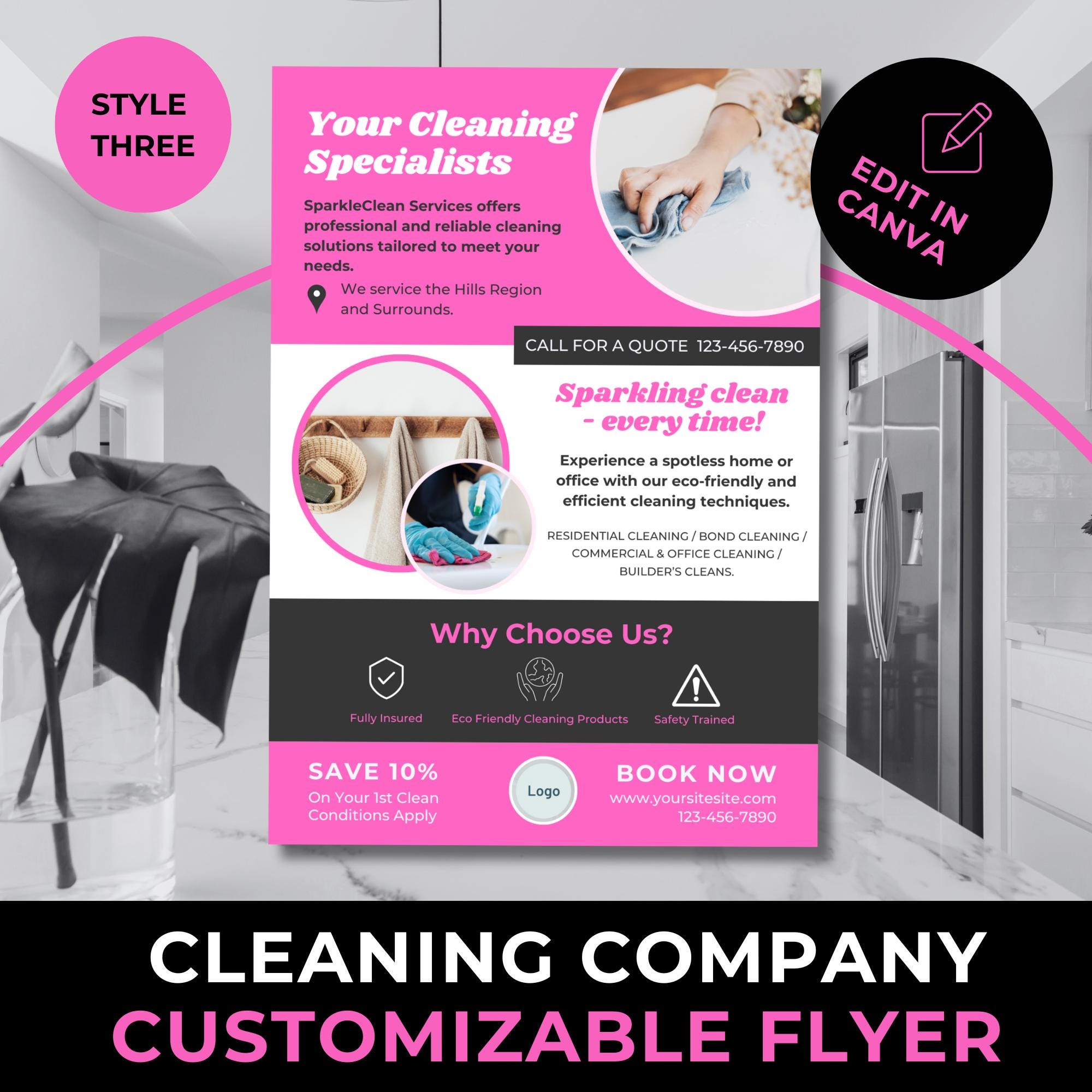 Pink Cleaning Business Flyer Templates, Home and Office Cleaner ...