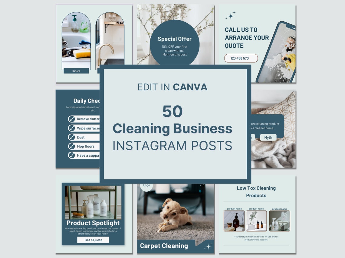 50 Editable Cleaning Instagram Templates, Cleaning Business Social ...