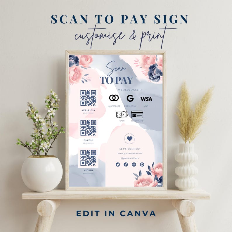 Elegant QR Code Pay Sign Template - Perfect for Market Booths - Stylish ...