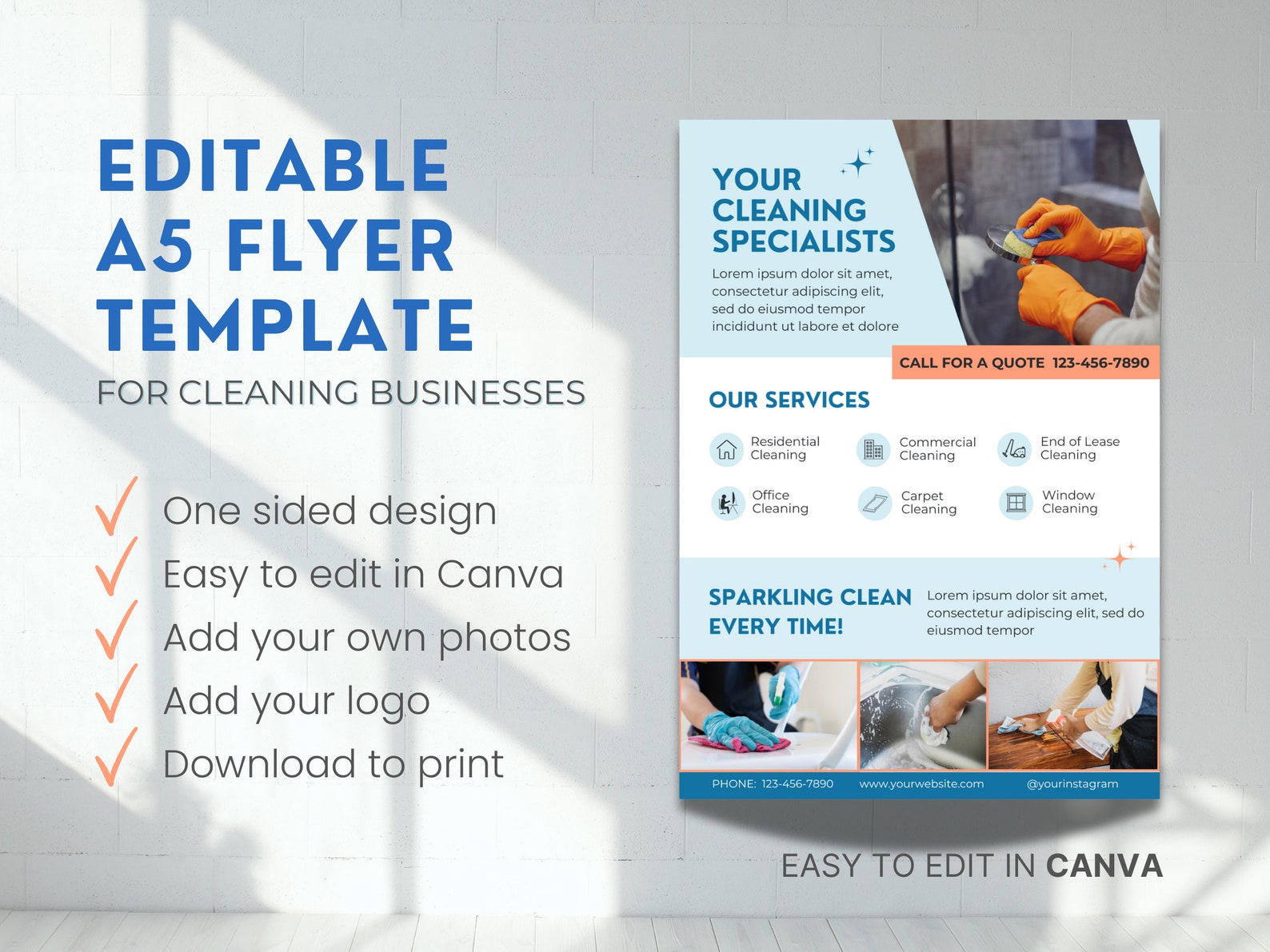 Cleaning Business Flyer Template - INSTANT DOWNLOAD - Cleaning Business Marketing - A5 Flyer ...
