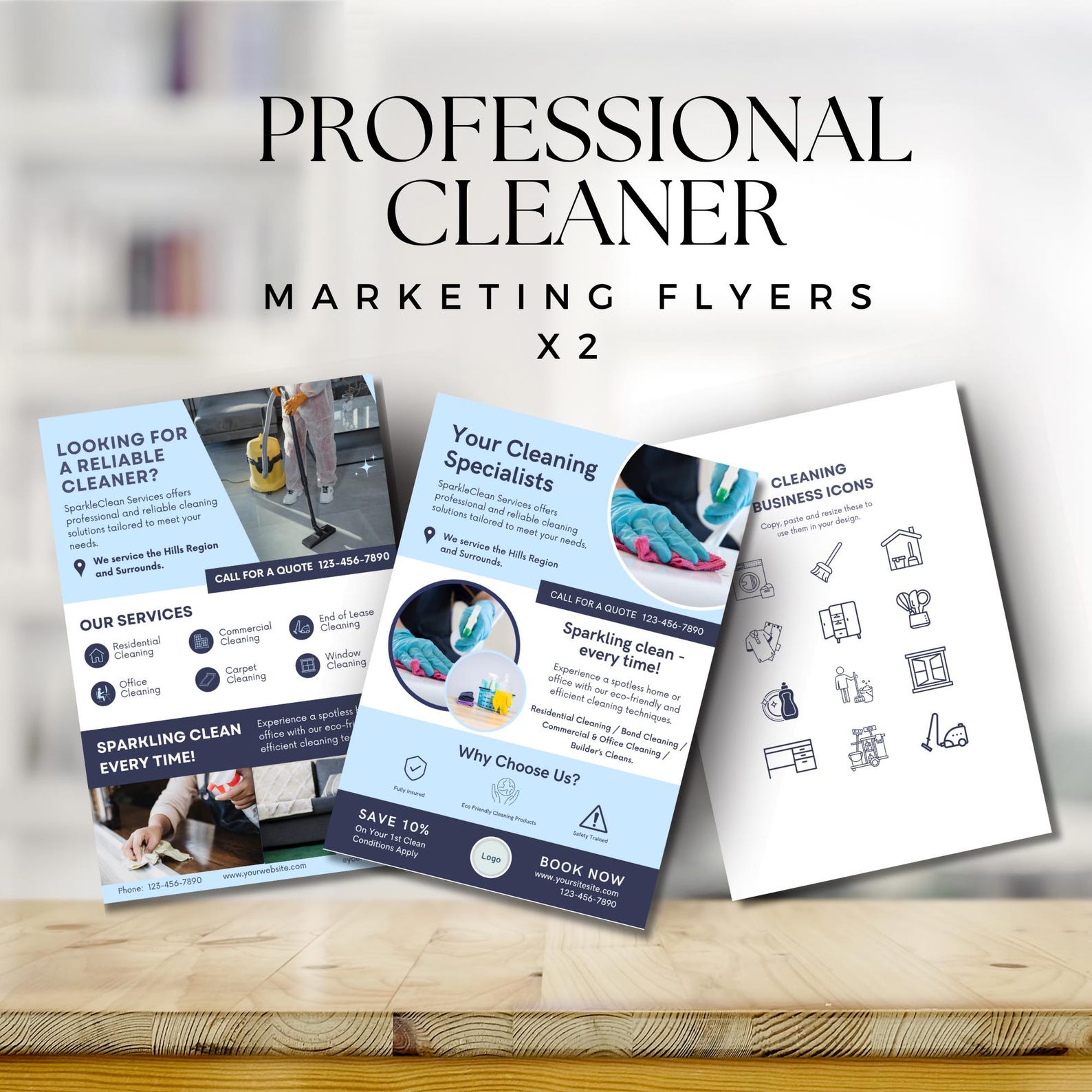 Cleaning Business Flyers Template, Home and Office Cleaner Pamphlet ...